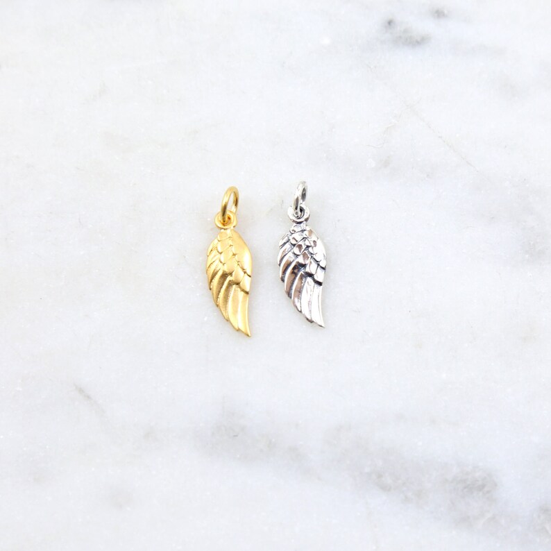 Tiny Angel Wing Charm Sterling Silver or 24K Gold Plated - Etsy