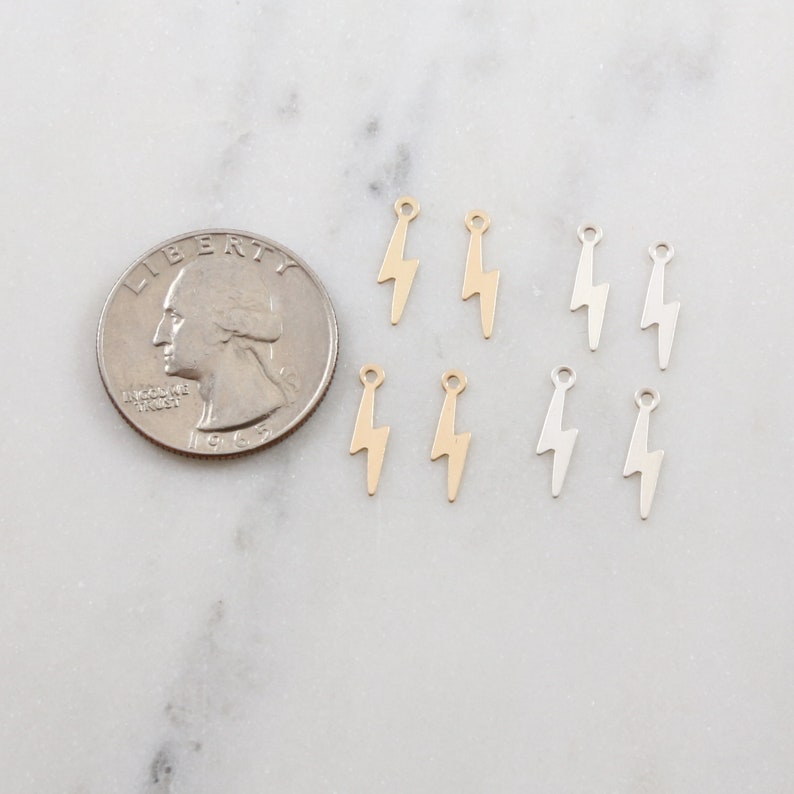 4pcs Small Tiny Lightning Bolt Charm Delicate Dainty Gold | Etsy