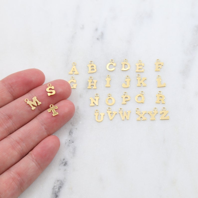 Gold Filled Initial Block Letter Charm Drop Small Tiny Personalized ...