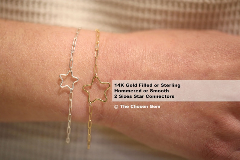 2 Pcs Star Connector Ring Charm Permanent Jewelry Bracelet Connector ...
