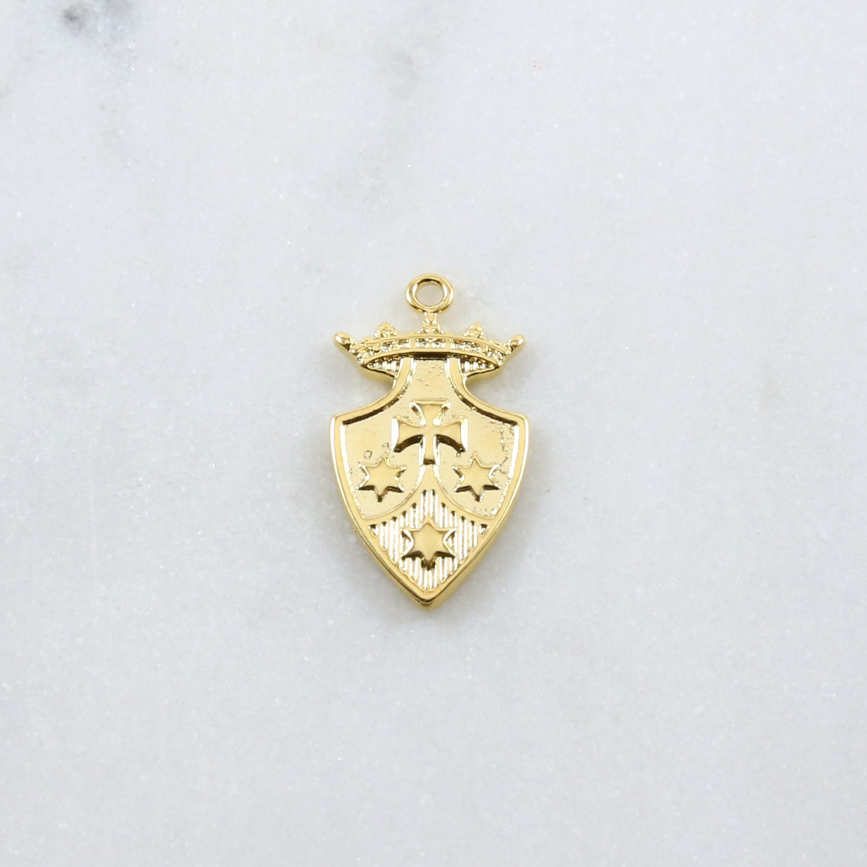 Protective Miraculous Medal Shield With Crown and Stars Gold | Etsy