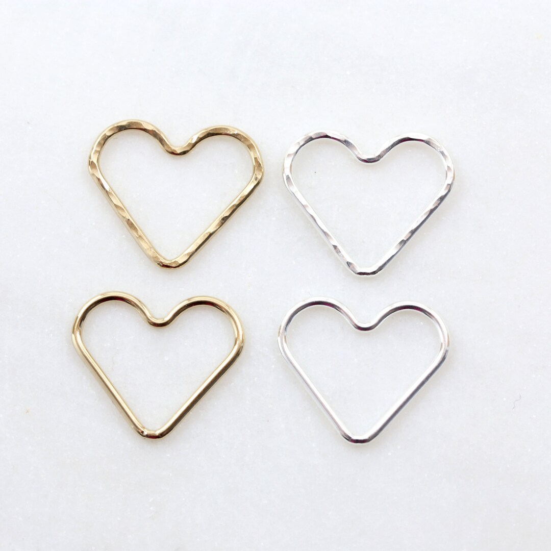 Small Wire Heart Link Hammered or Smooth Connector Charm Sterling ...