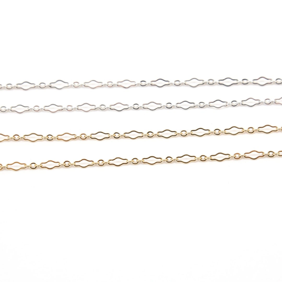Krinkle Fancy Elongated 14K Gold Filled Chain, Delicate Flat ...