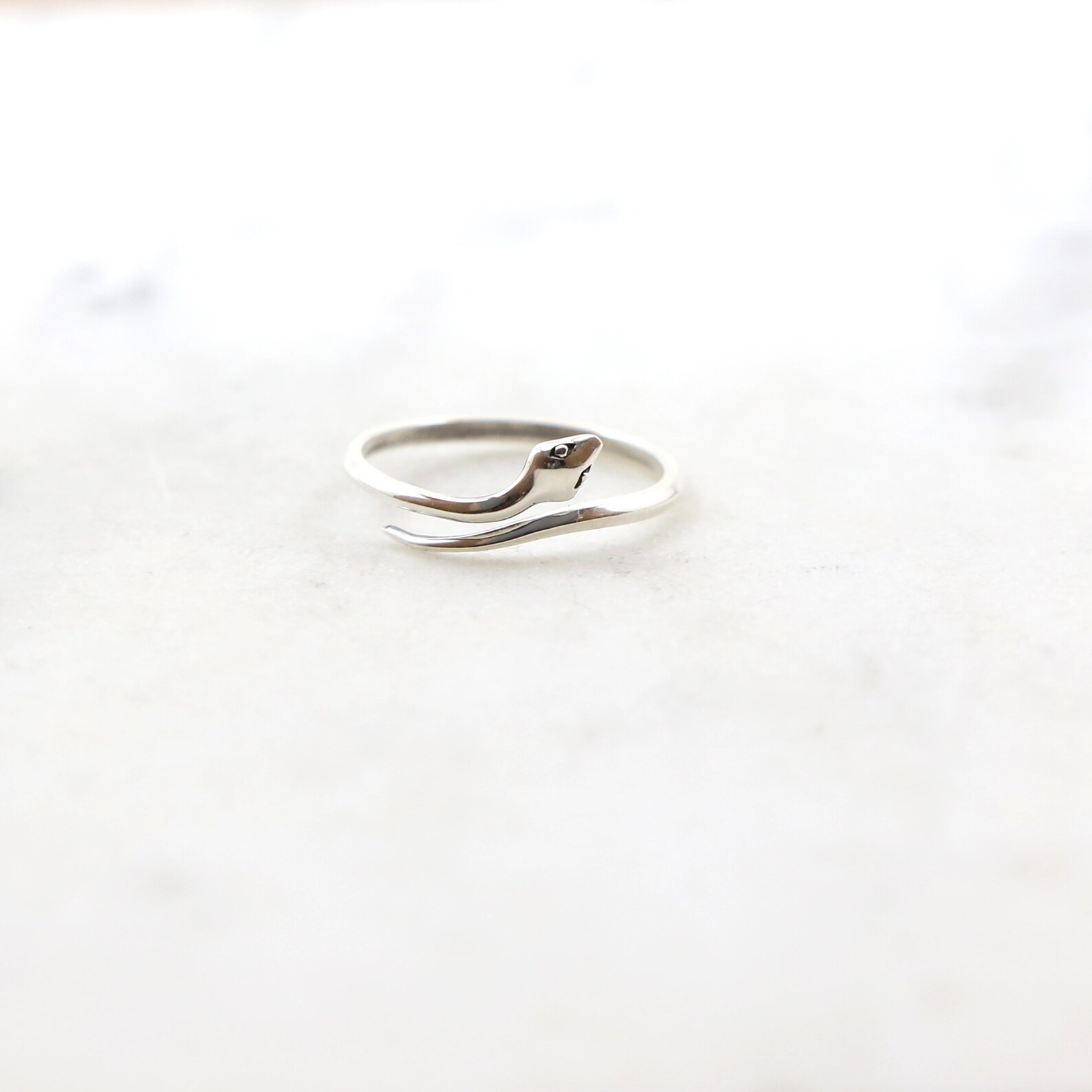 Sterling Silver Snake Serpent Adjustable Ring Minimalist - Etsy