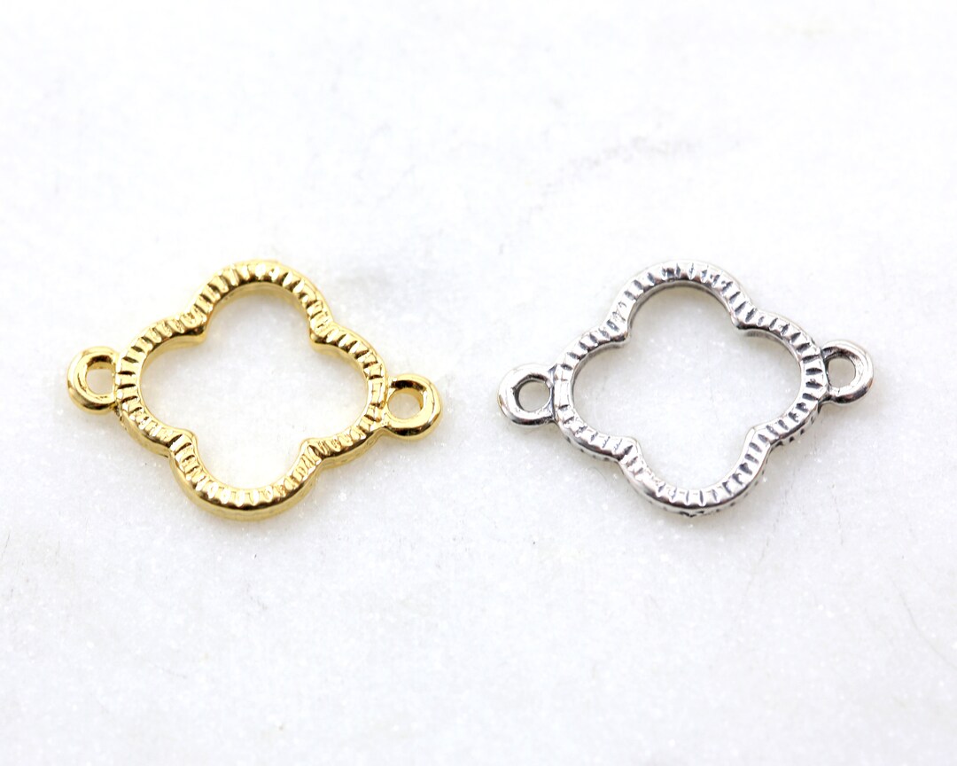 Four Leaf Clover Connector Charm, Vermeil 18K Gold Plated Sterling ...