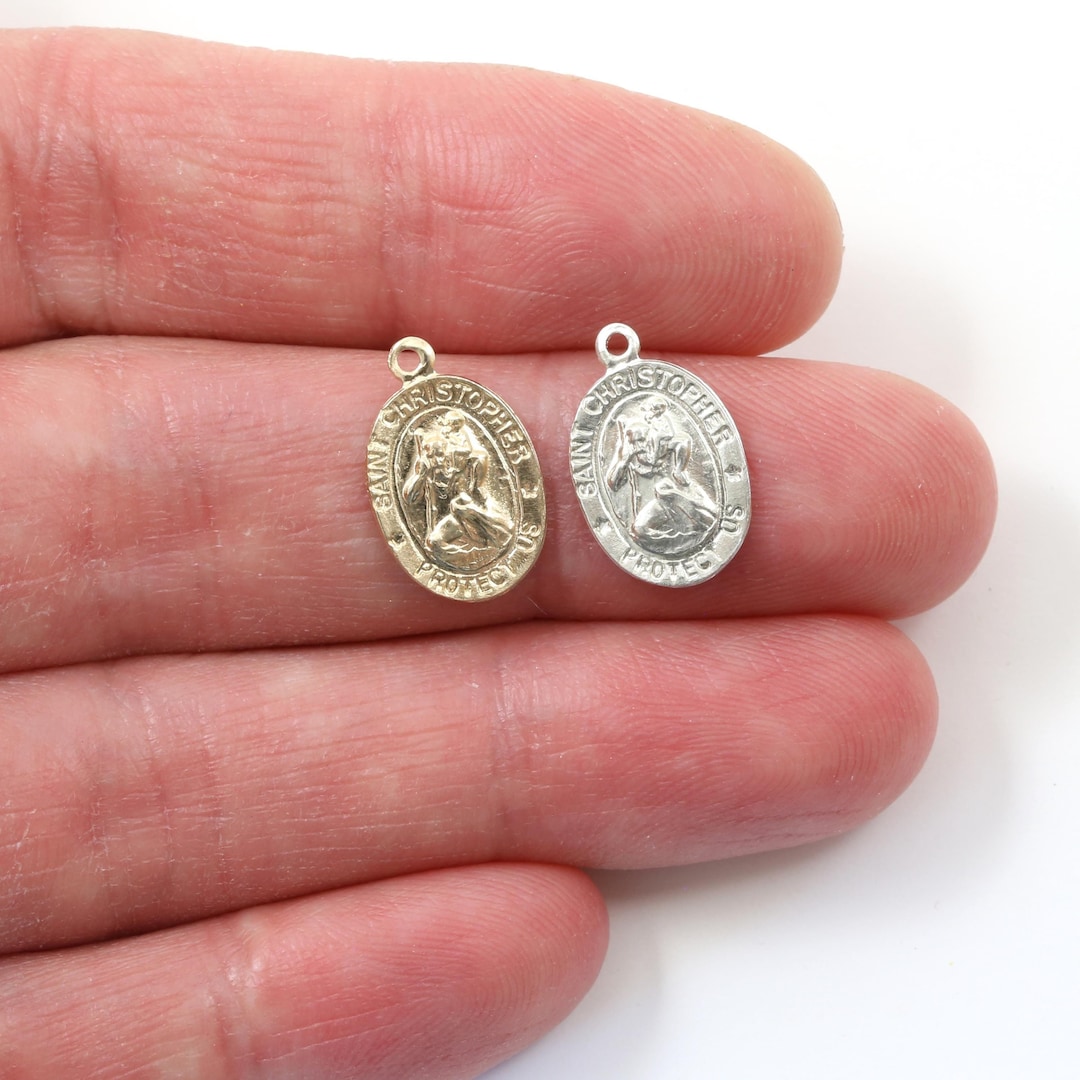 Oval Saint St. Christopher Charm 9x12mm Gold Filled or Sterling Silver ...
