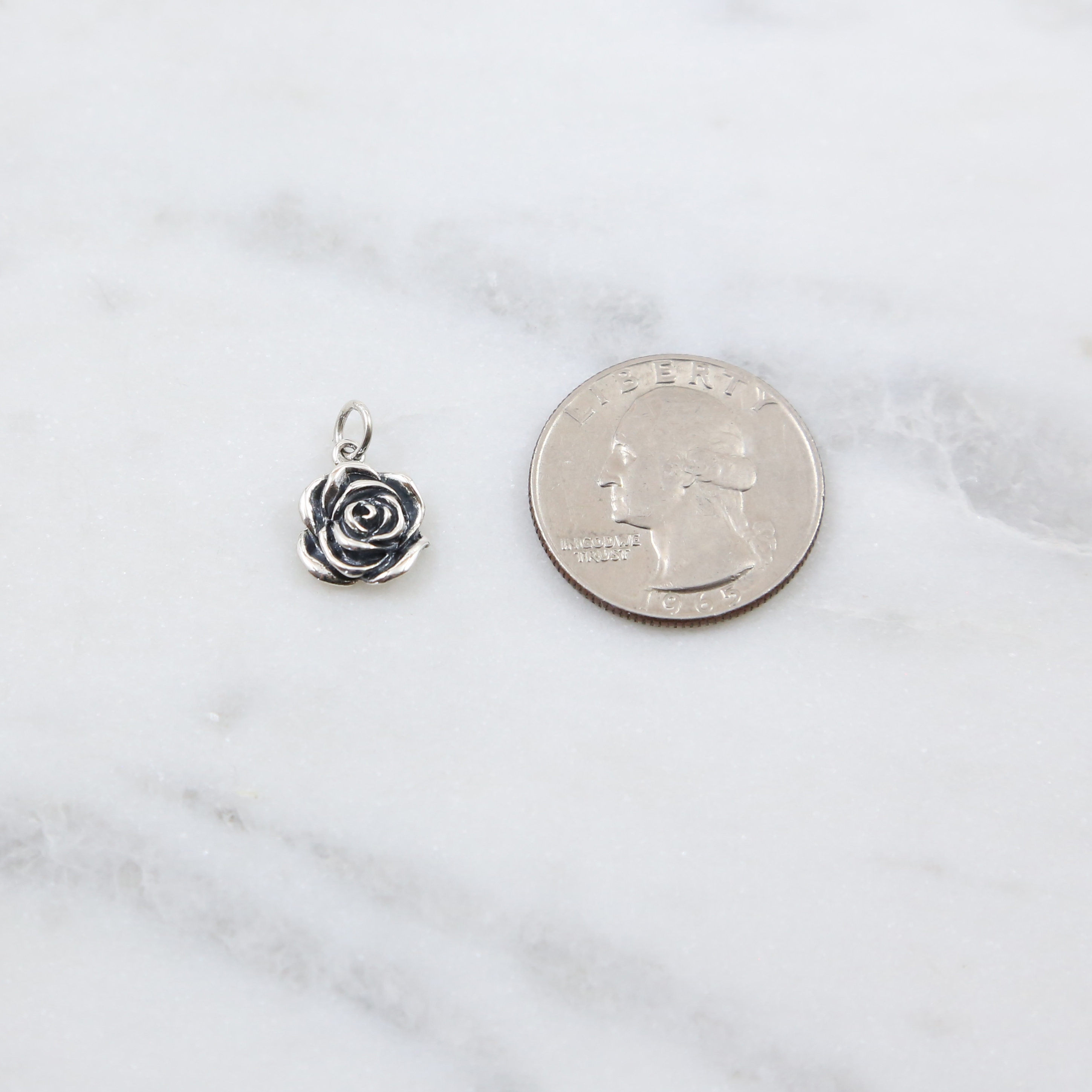 Sterling Silver Small Pretty Rose Charm Rose Petals Flower | Etsy