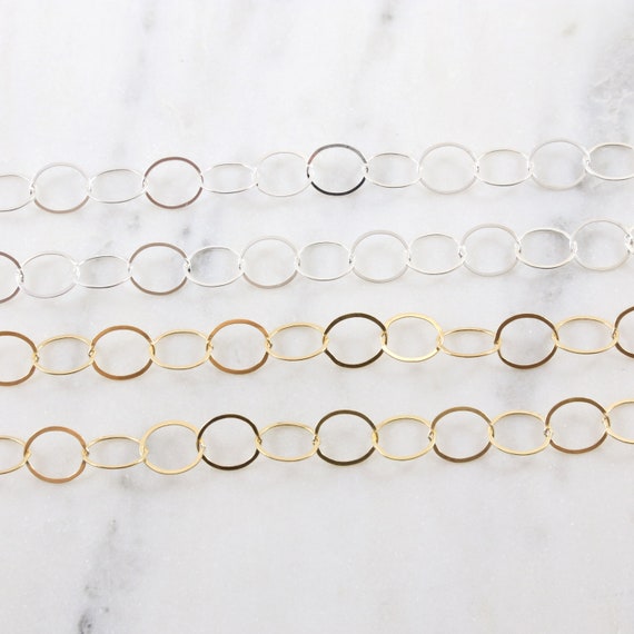 Large Flat Lightweight Round Circle Link Chain Specialty | Etsy