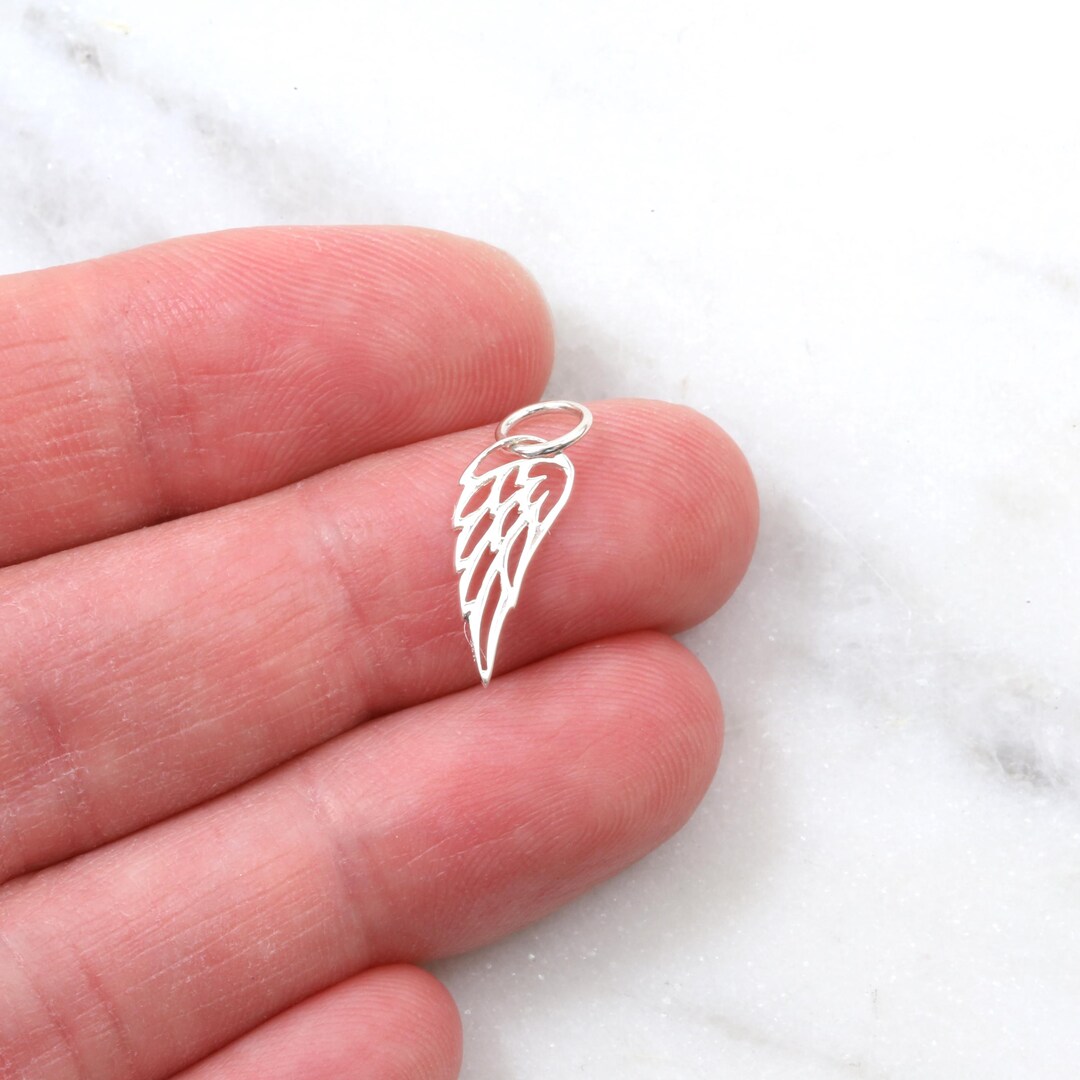 Small Sterling Silver Angel Wing Outline Connector Charm, Bracelet ...