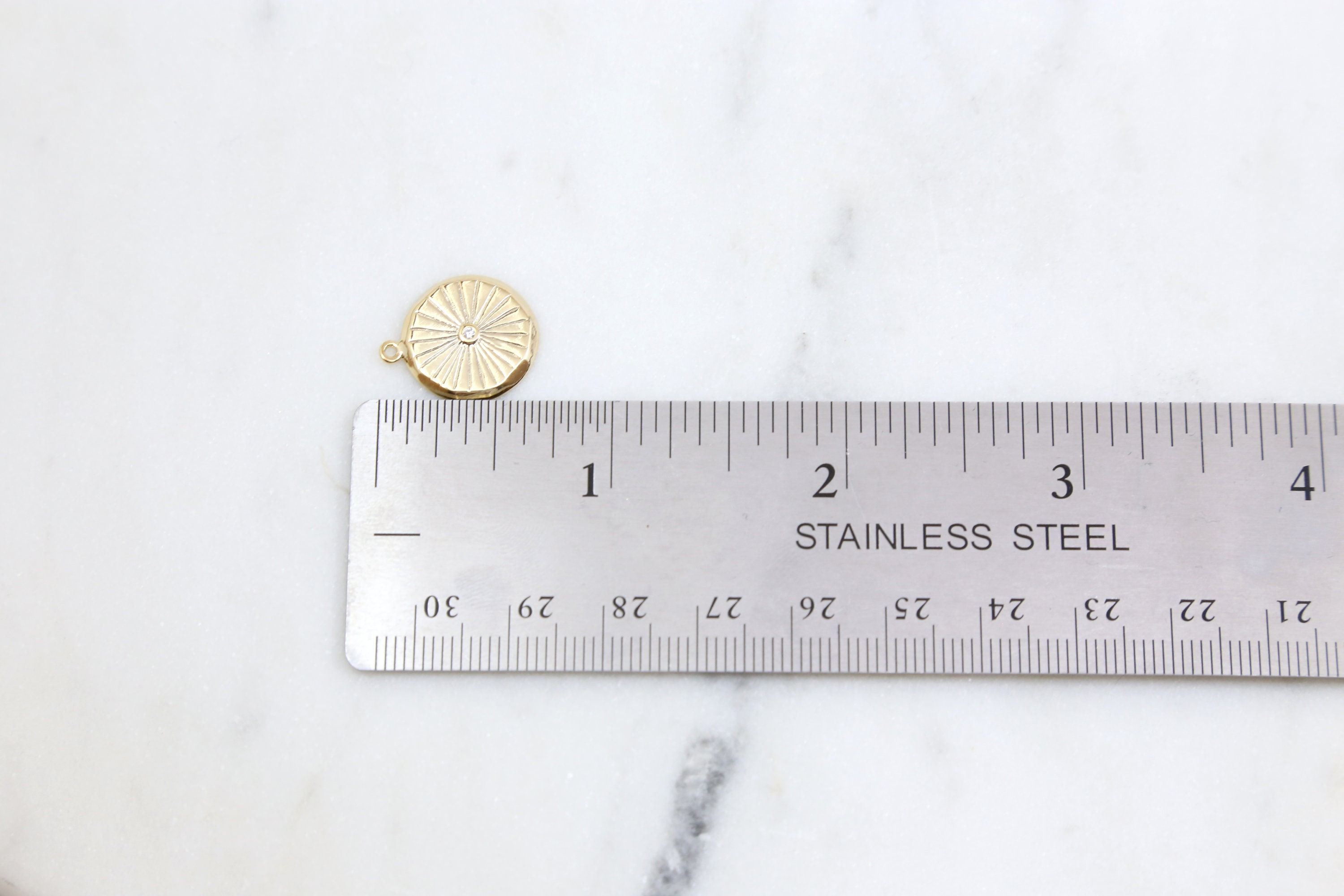 CZ Starburst Medallion Coin Vintage Style Charm Gold Charm | Etsy