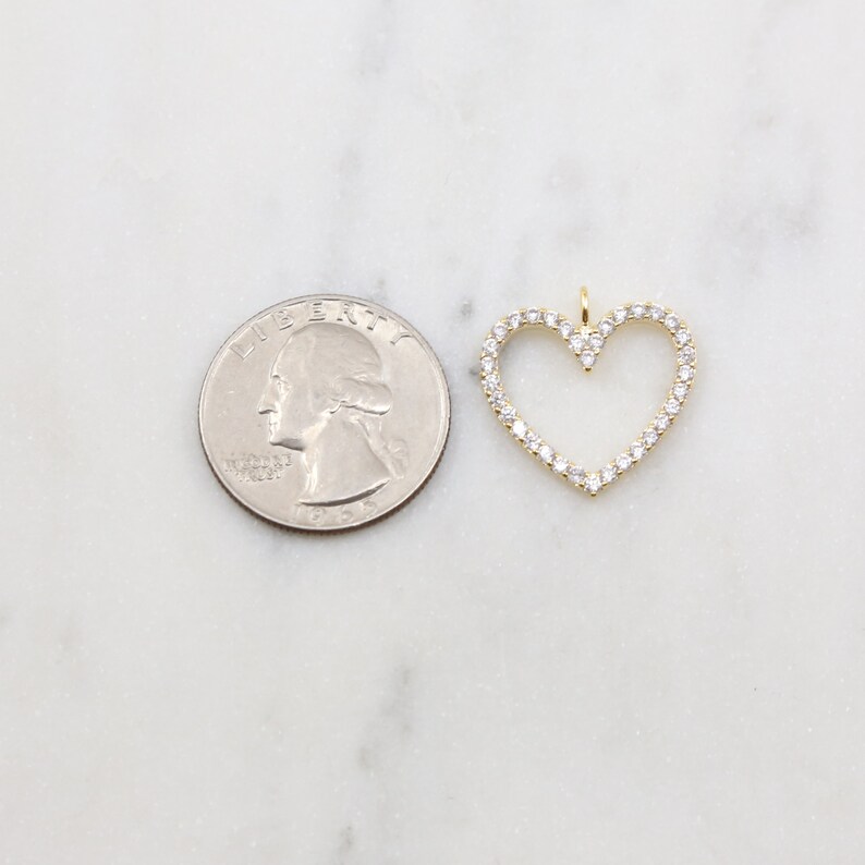 Large CZ Heart Cubic Zirconia Rimmed Gold Plated Love Pendant ...