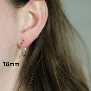 14K Gold Filled Hoops Thin Lightweight Hinged Hoops Click Gold Latch Endless Hoop Earrings ...