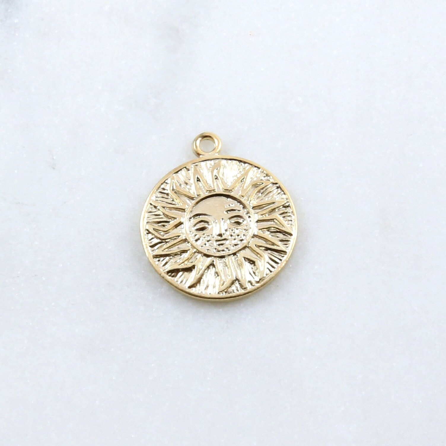 Sun Disc 15mm Celestial Jewelry Gold Plated Sun Charm | Etsy