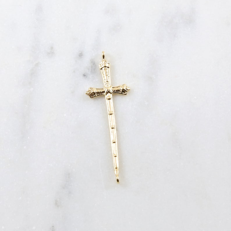 Gold Filigree Cross Sword Charm 20mm Rhodium Plated Gold - Etsy