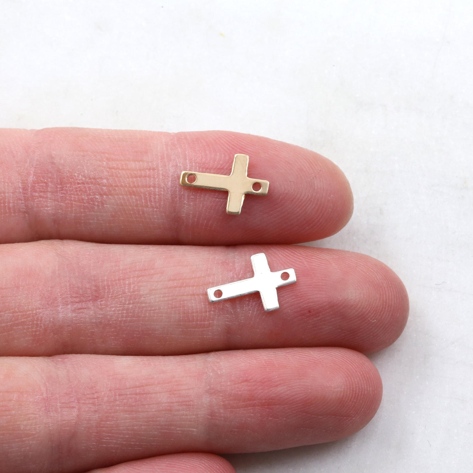 Modern Minimal 2 Hole Sideways Horizontal Cross Connector Link Charm ...