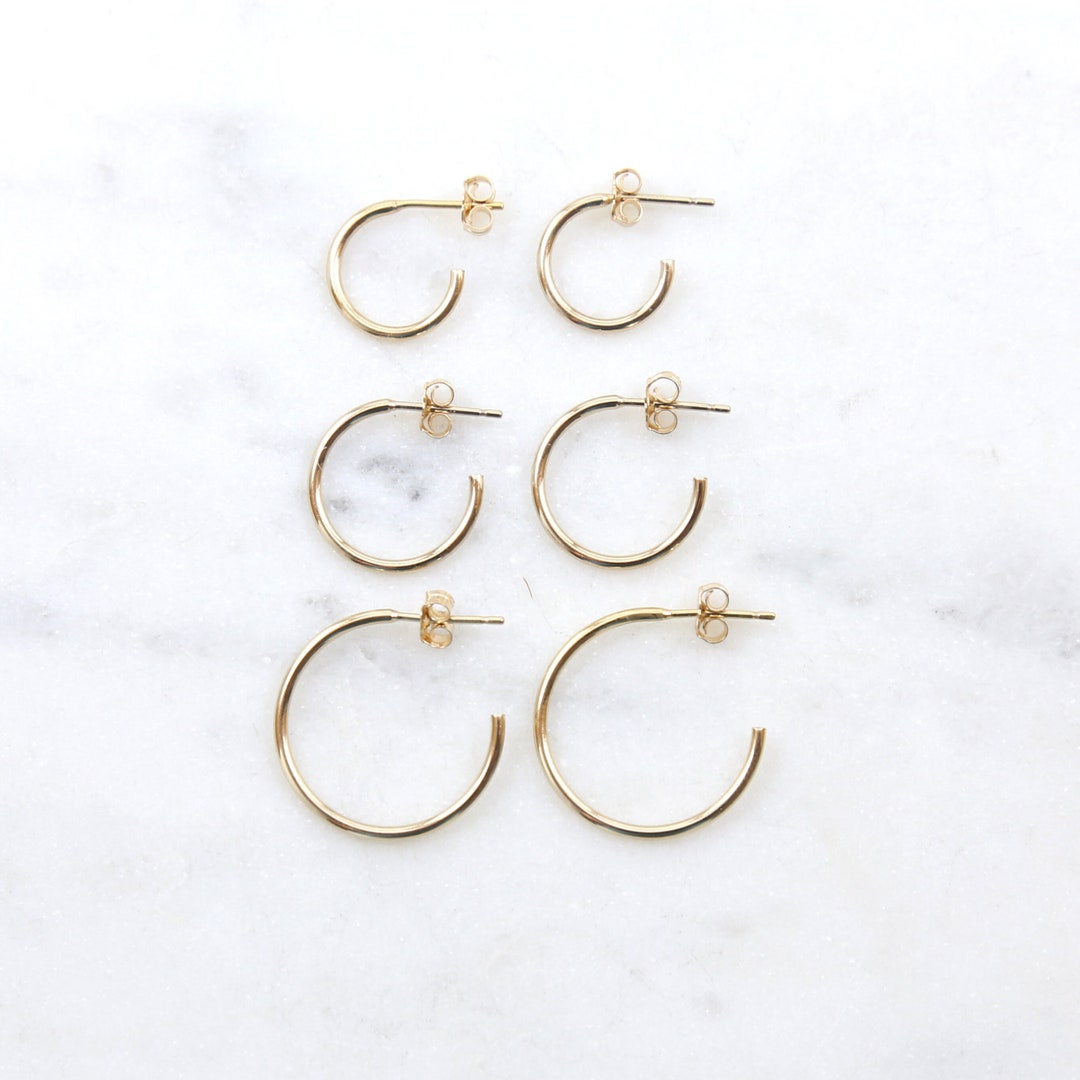 1 Pair Small 14K Gold Filled Endless Hoop Post Earrings Gold Hoops ...