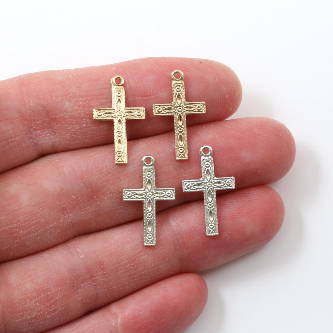 Detailed Gold Filled Cross Charms – Catholic Rosary Pendants (2pcs) - Etsy