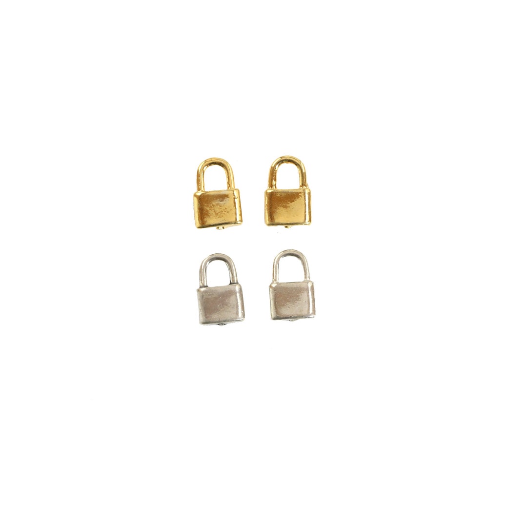 2 Pcs Teeny Tiny Small Padlock Lock Charm in Vermeil 18k Gold Over ...