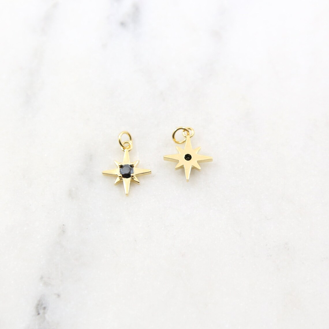 Black Starburst Tiny Stone CZ 8 Point Star Cubic Zirconia Small ...