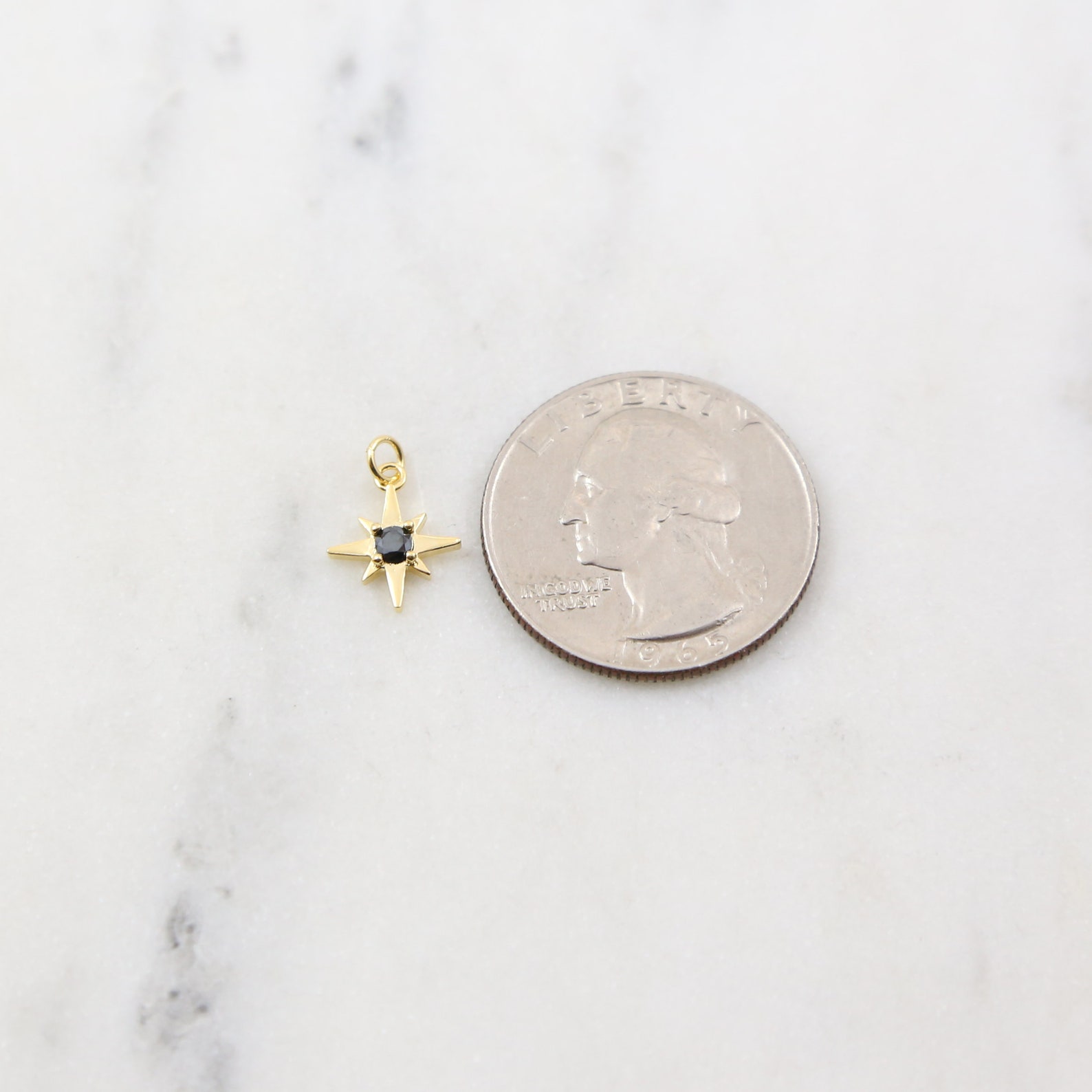 Black Starburst Tiny Stone CZ 8 Point Star Cubic Zirconia Small ...