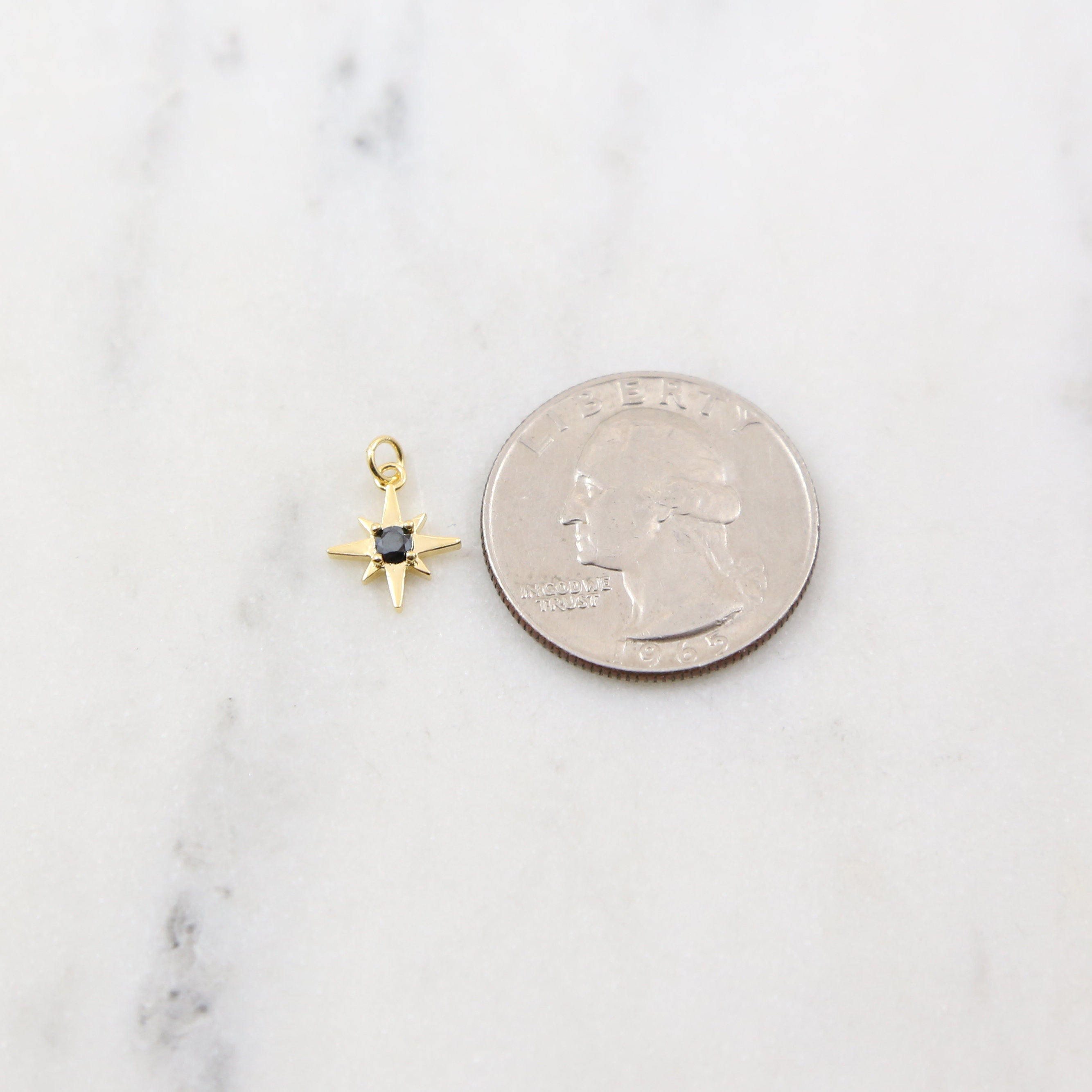 Black Starburst Tiny Stone CZ 8 Point Star Cubic Zirconia Small ...