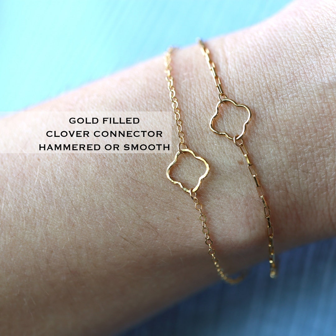14K Gold Filled Clover Connector Link Permanent Jewelry Charm 10mm Gold ...