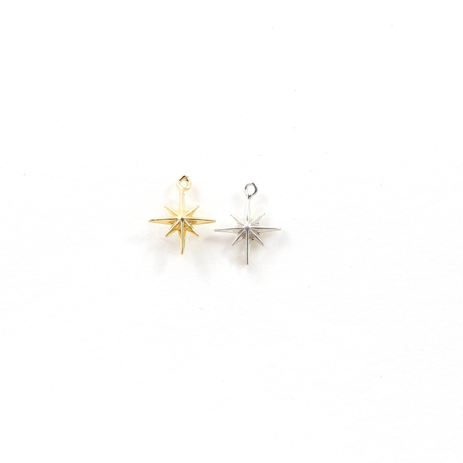 2 Pieces Tiny Small 8 Point North Star Charm Dainty Celestial | Etsy