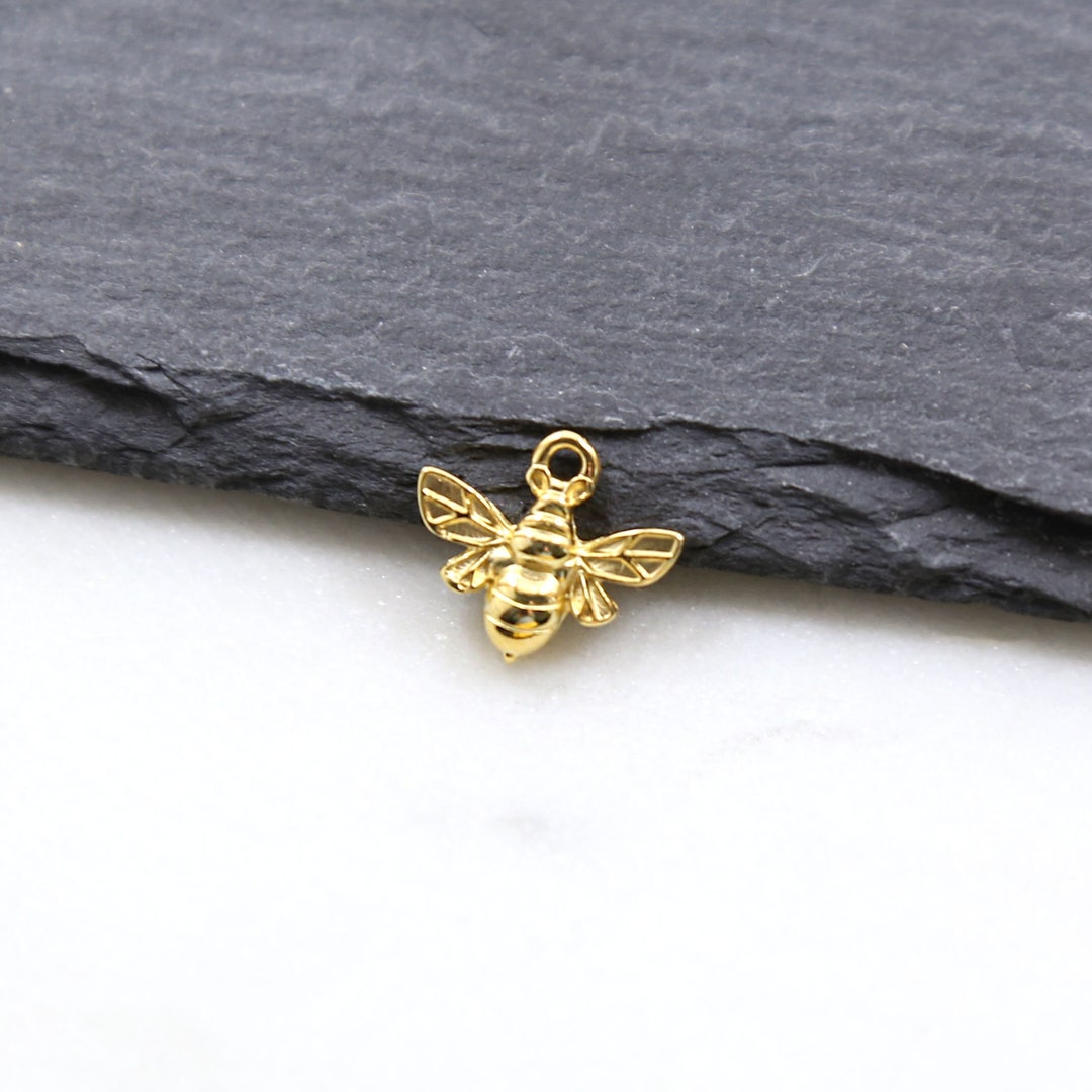 Cute Gold Bumble Bee Honey Bee Charm, Spring Charm, Insect Charm, Gold ...