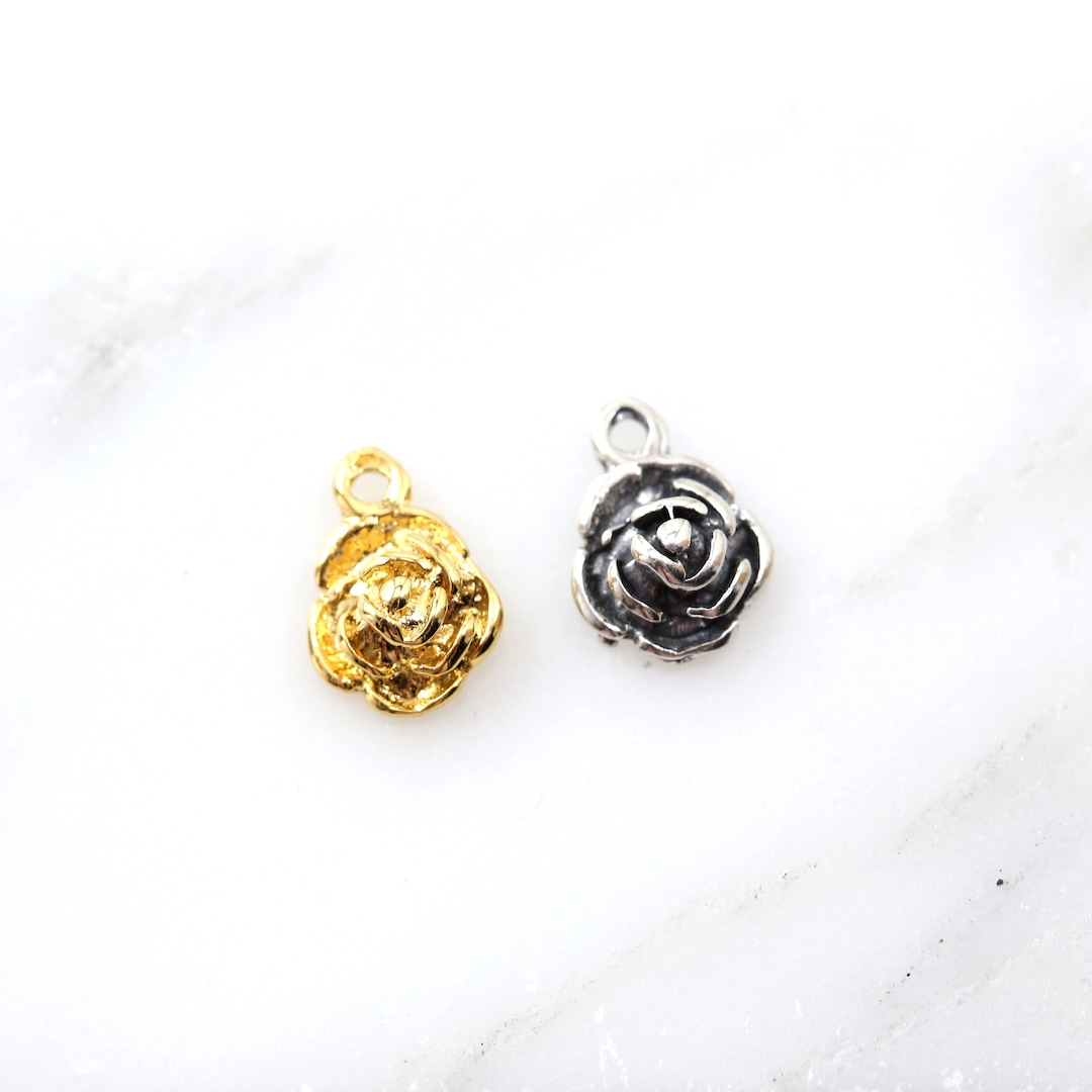 Teeny Tiny Rose Charm Vermeil 18k Gold Plated Sterling Silver Layered ...