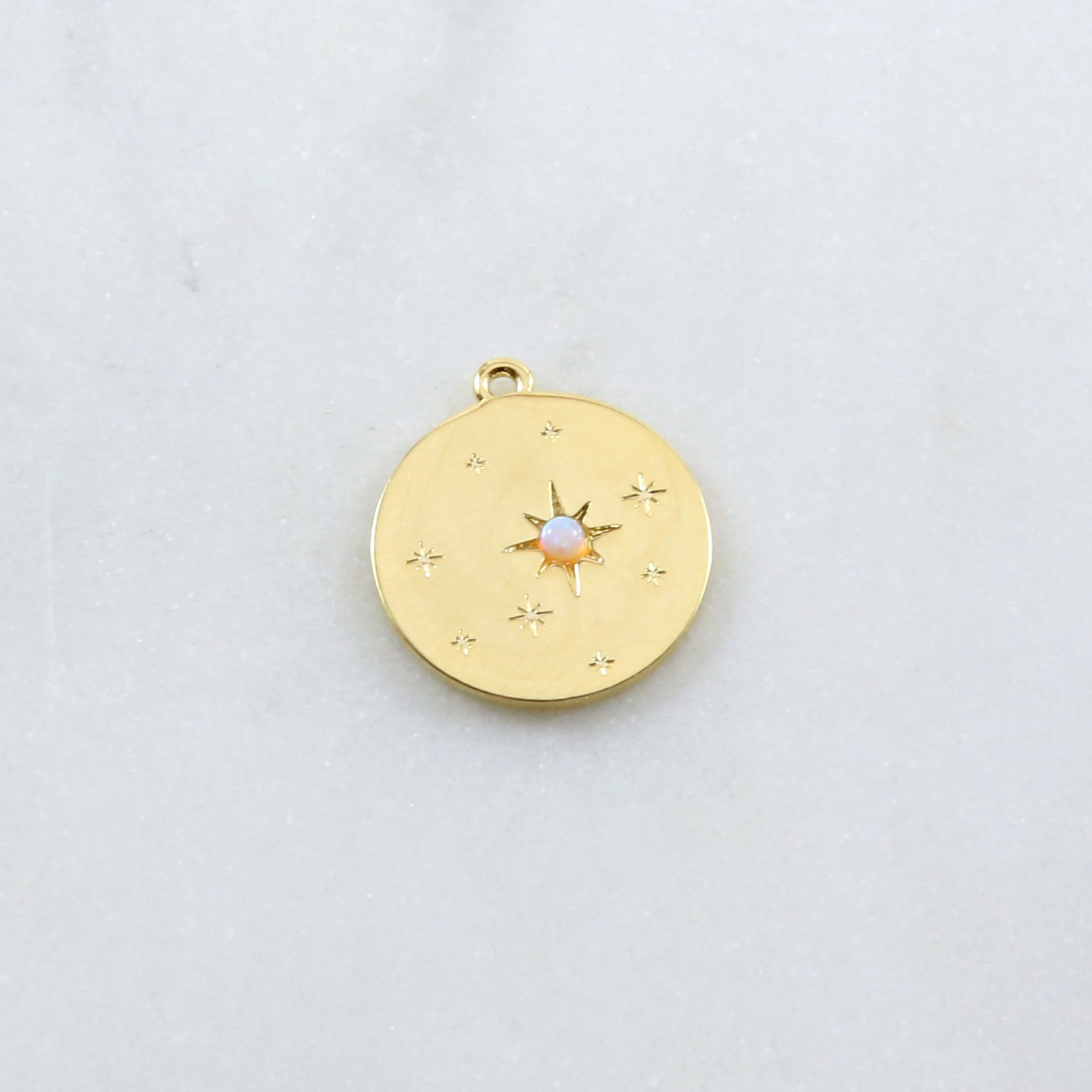 Starry Night Charm 16mm Gold Plated Gold CZ Drop Charm Pendant ...