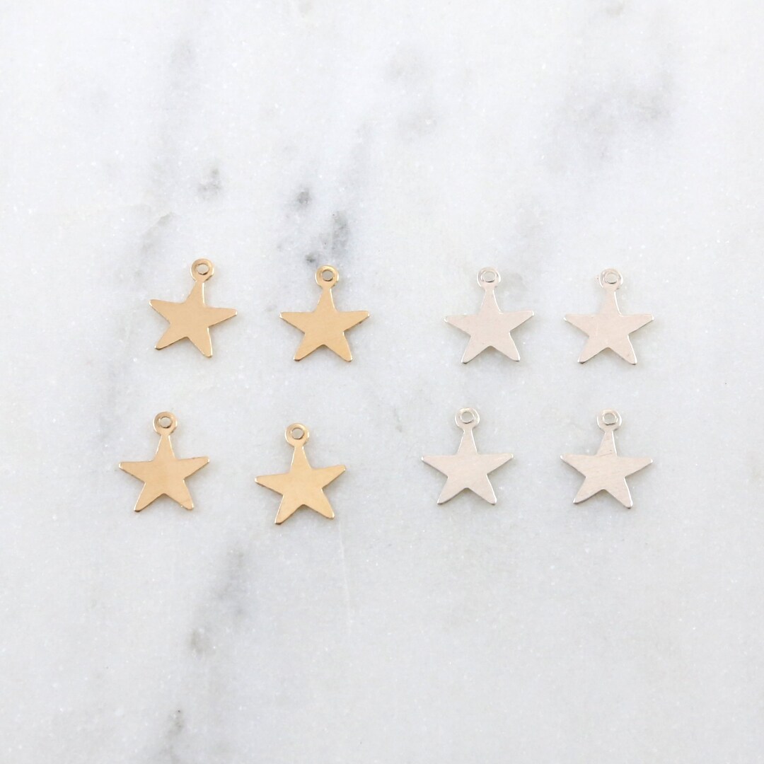 4pcs Small Tiny Stamping Star 8mm Delicate Dainty Gold Filled or ...