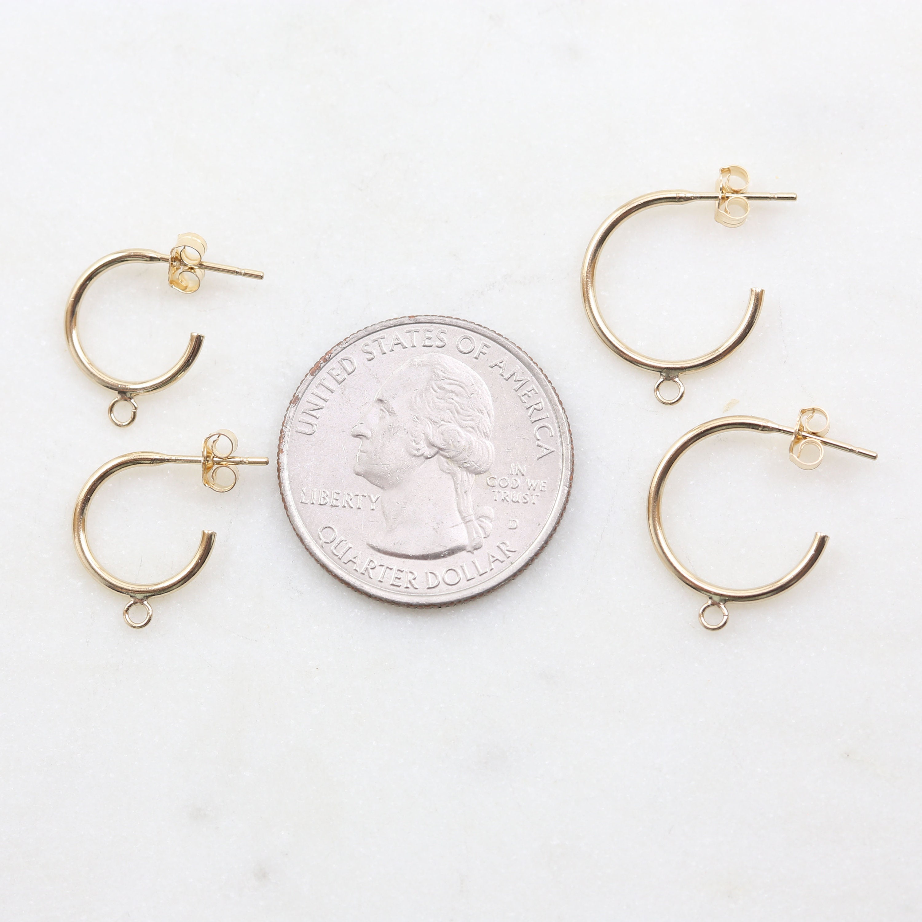 14K Gold Filled or Sterling Silver Post Hoop Earrings With Jump Ring ...