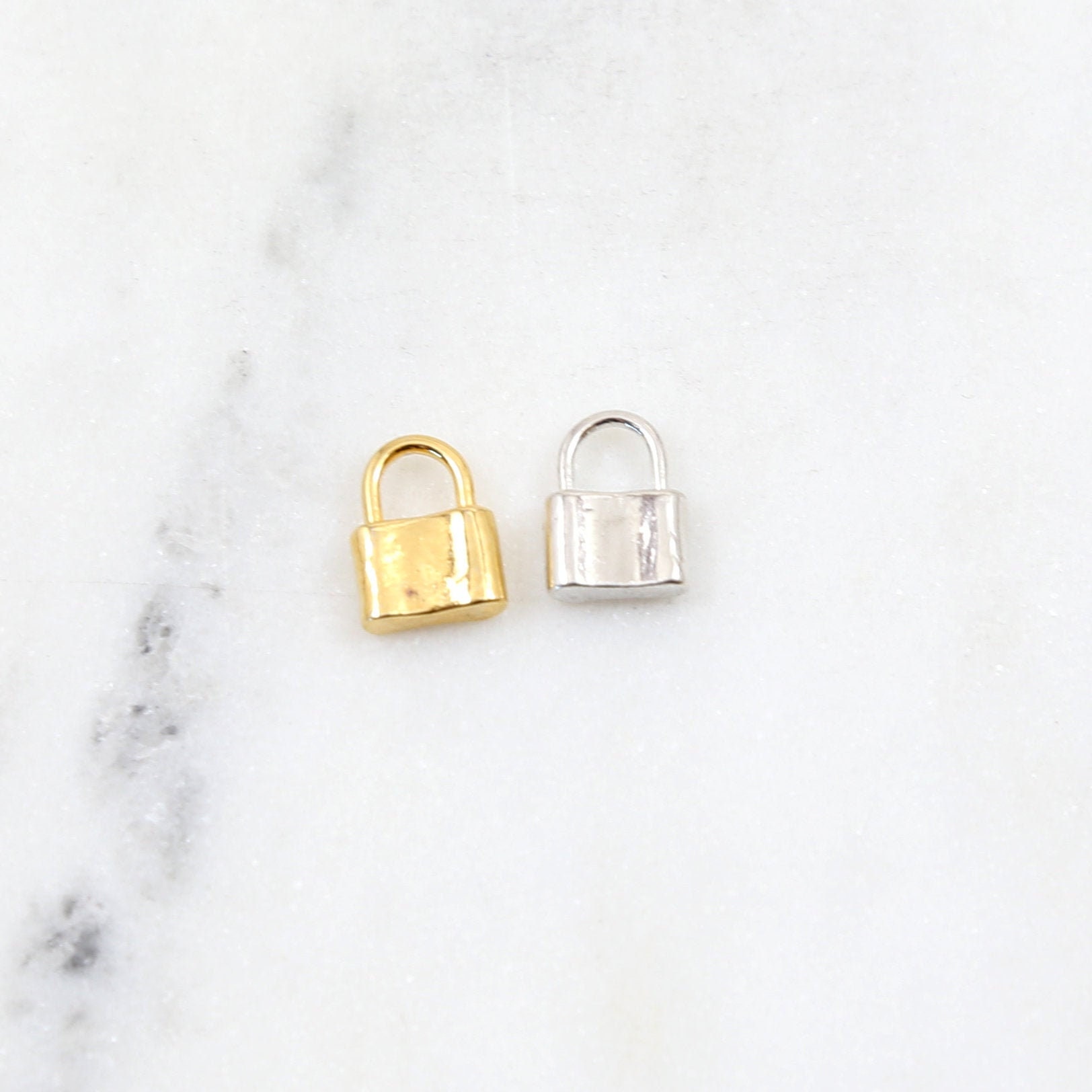 Padlock Lock Small Large Charm in Vermeil 18k Gold Over | Etsy