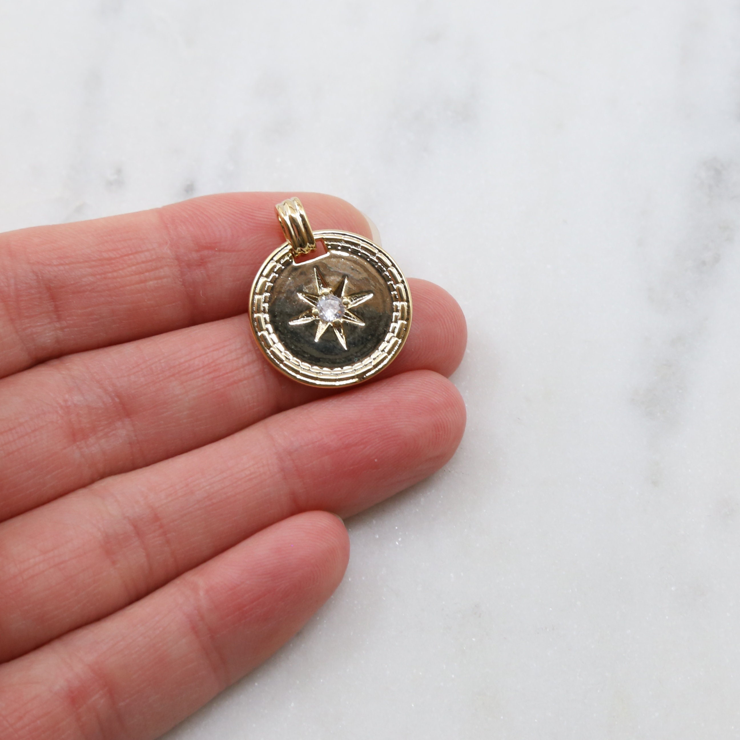 Celestial Star Starburst Coin Vintage Charm Gold Gold Plated | Etsy