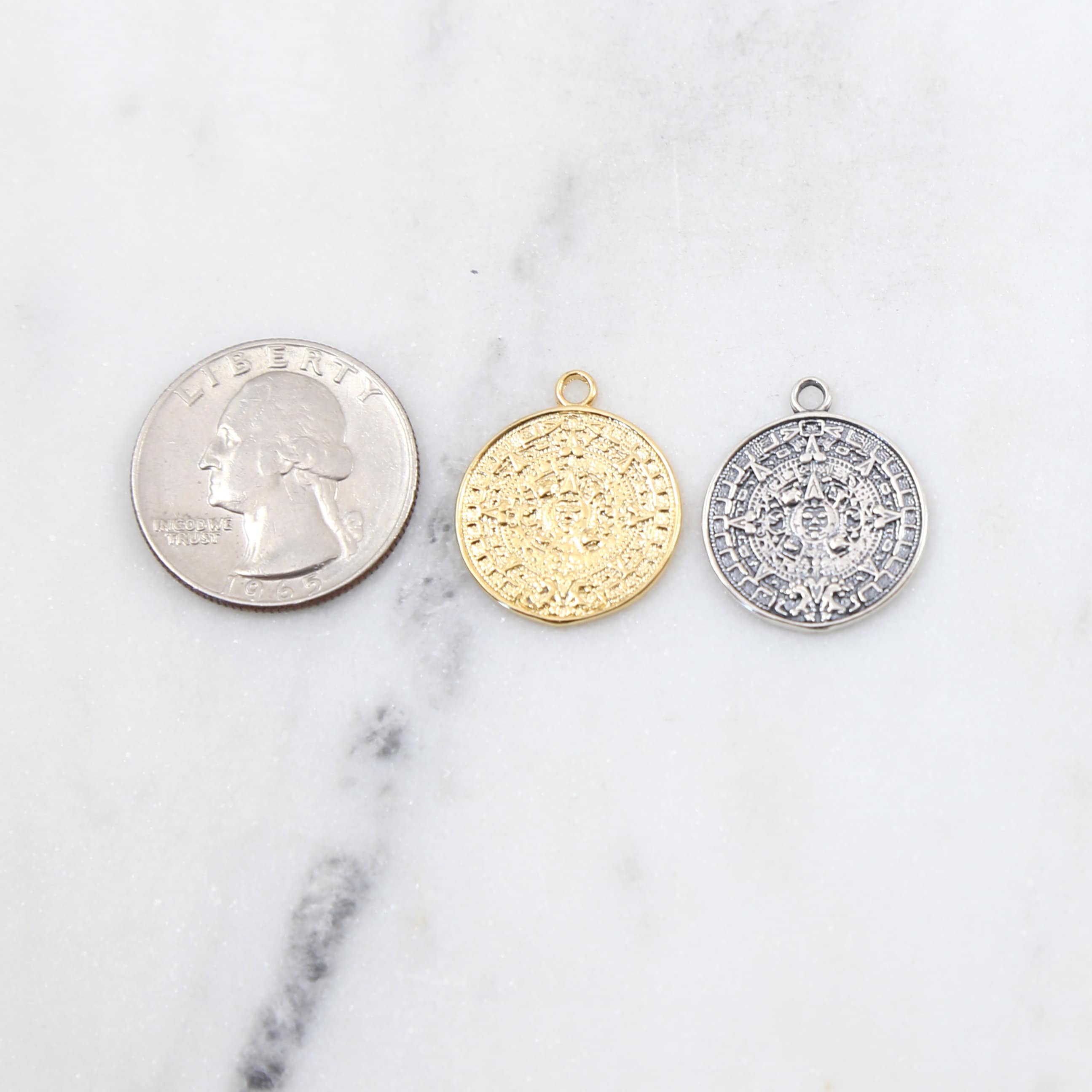 Ancient Coin Round Medallion in Sterling Silver Gold 18k Gold | Etsy