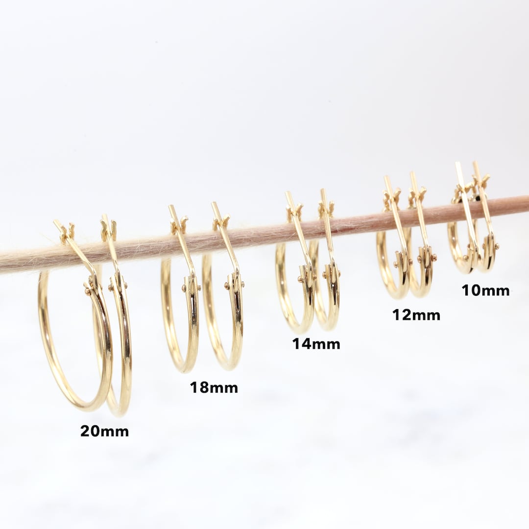 14K Gold Filled Hoops Thin Lightweight Hinged Hoops Click Gold Latch Endless Hoop Earrings ...