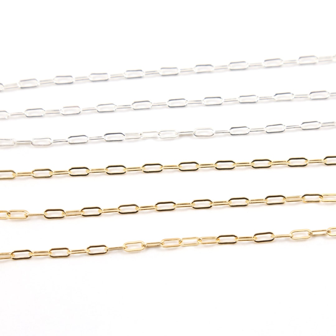 2.5x6mm 14K Gold Filled Thick Elongated Flat Paperclip Chain Rectangle ...