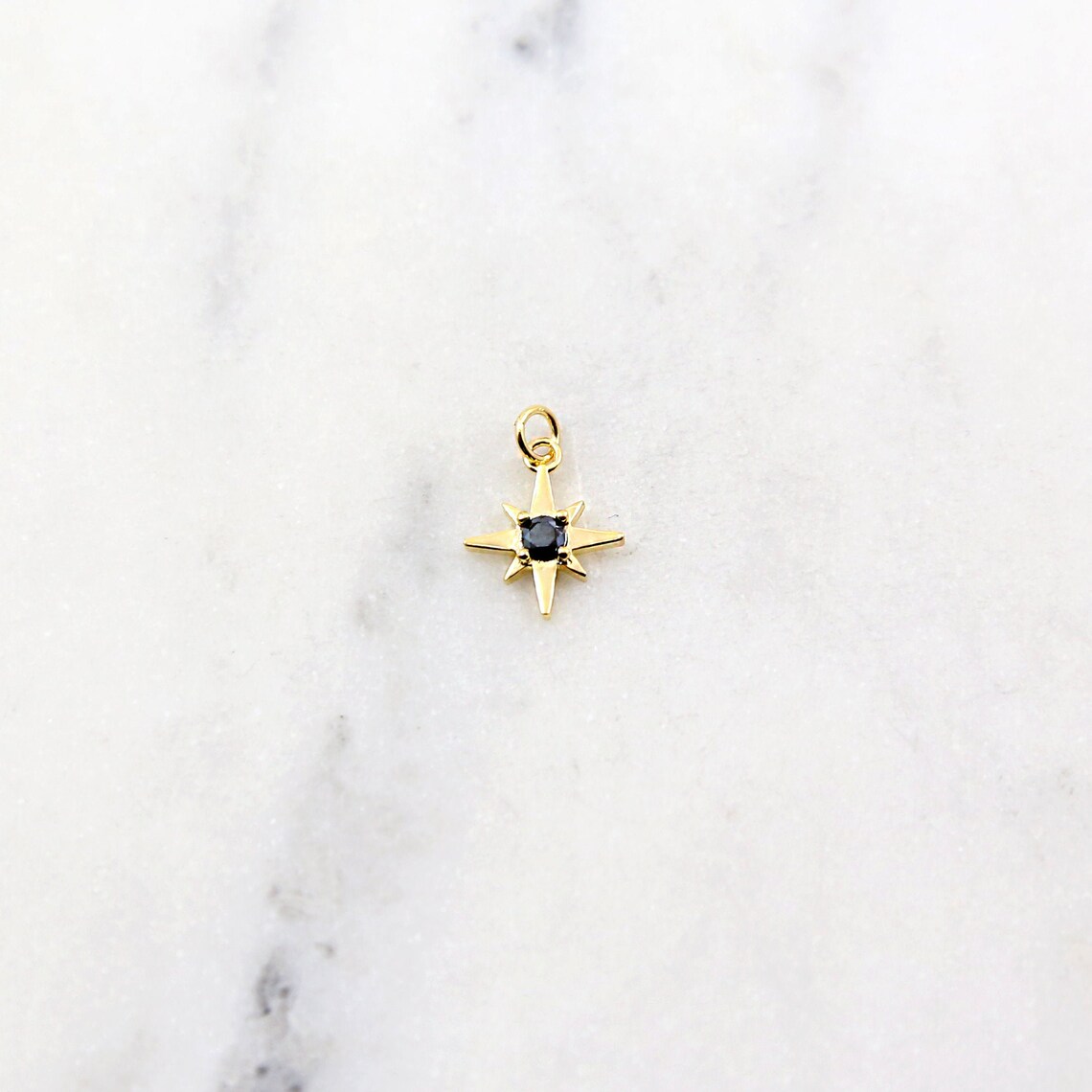 Black Starburst Tiny Stone CZ 8 Point Star Cubic Zirconia Small ...