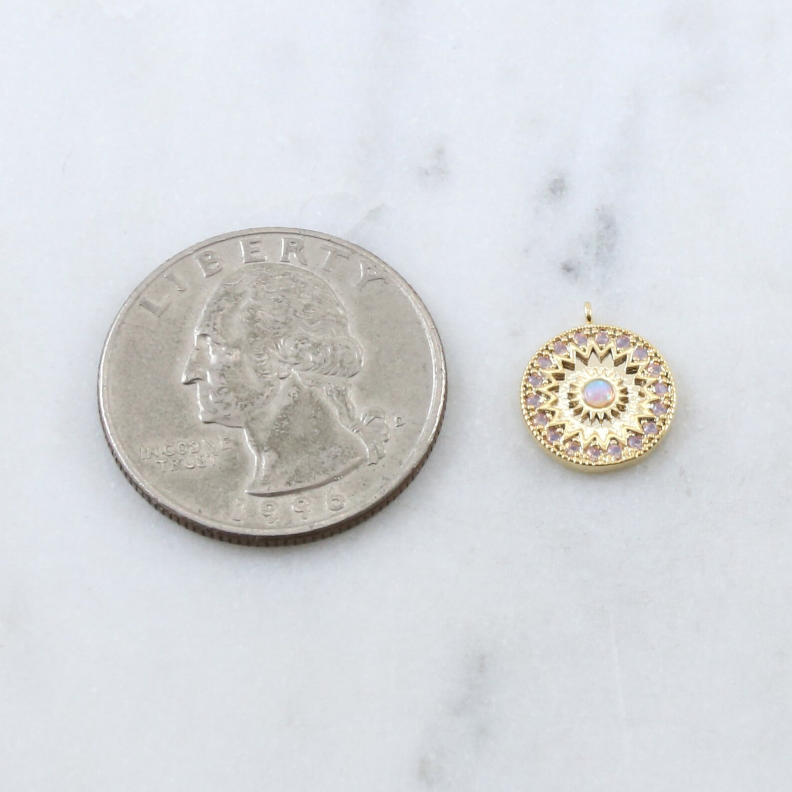 Celestial Star Opal Coin Vintage Charm Gold - 11mm Charm, Gold Plated ...