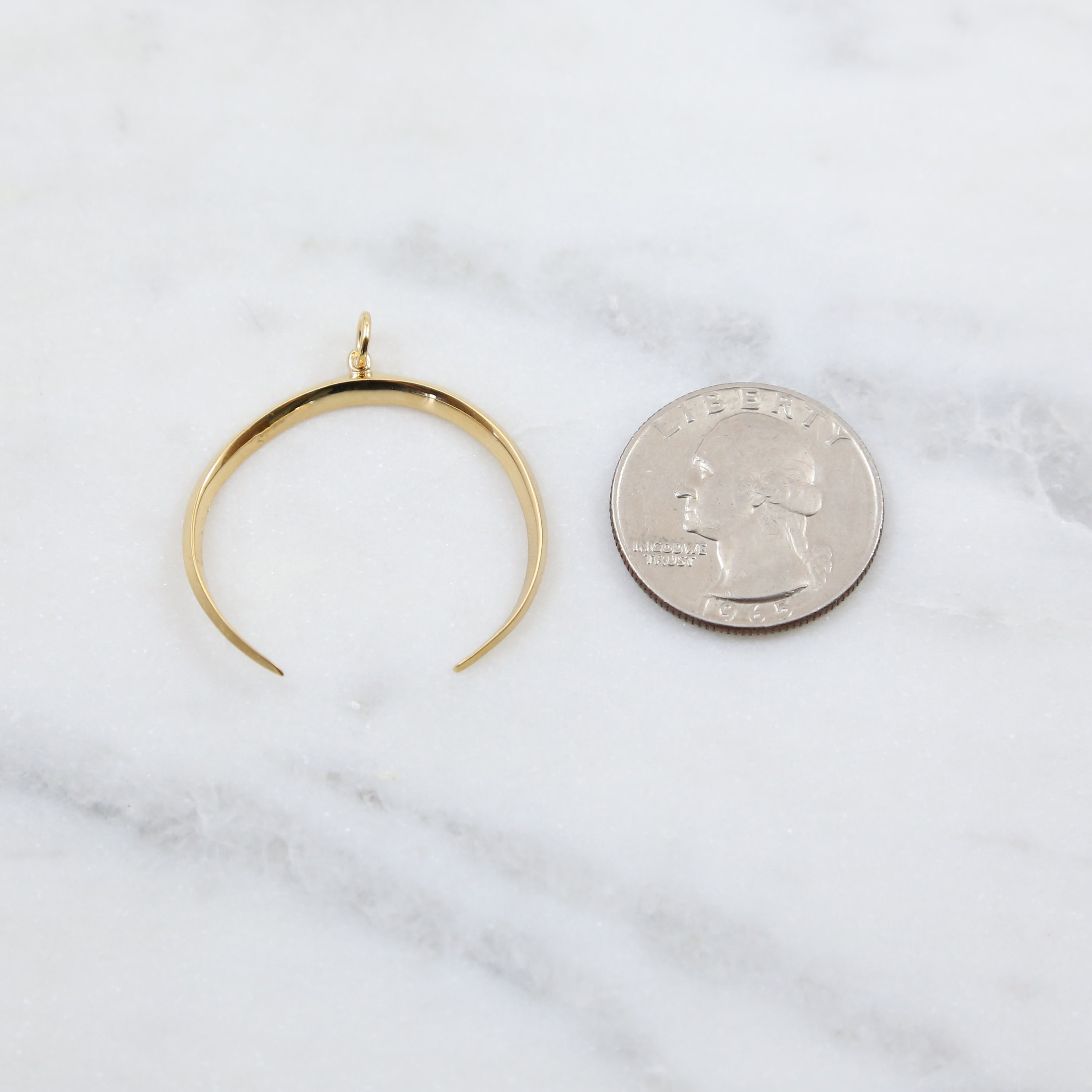 Extra Large Crescent Moon Horn Charm 14k Gold Plated or - Etsy