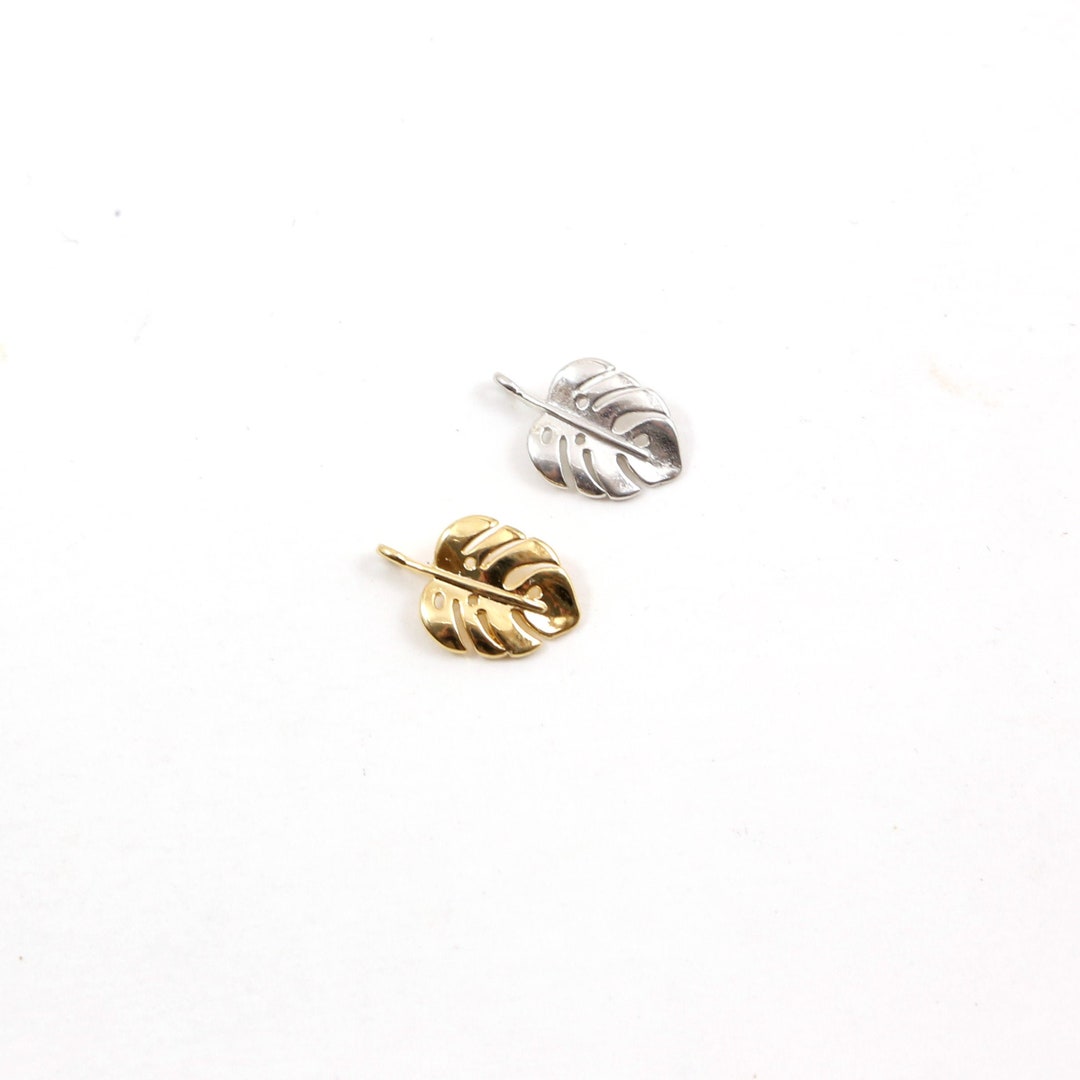 Tiny Tropical Monstera Leaf Plant Charm Sliding Pendant Sterling Silver ...
