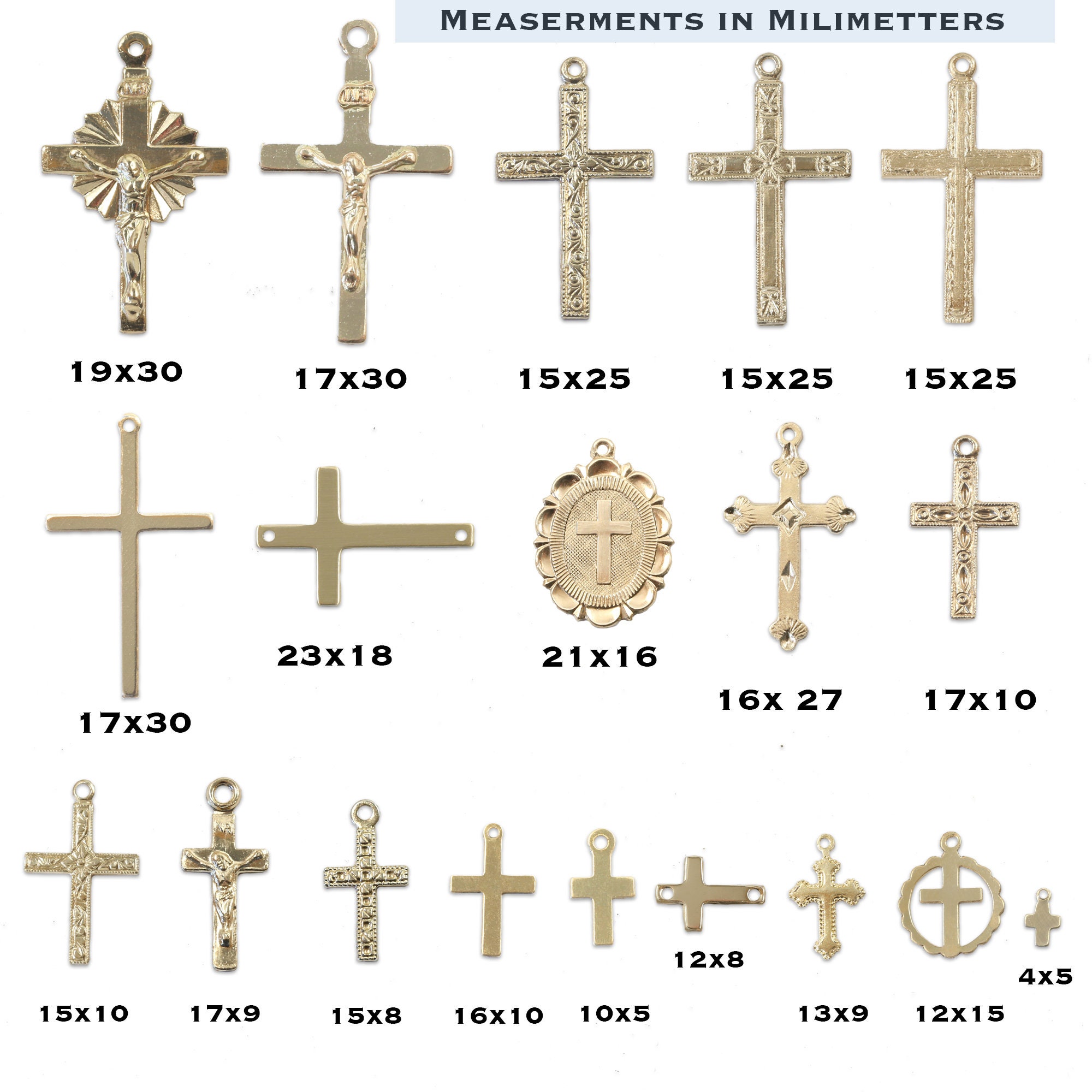 14K Gold Filled Cross Pendant, Cross Charms, Connector Cross Charm ...