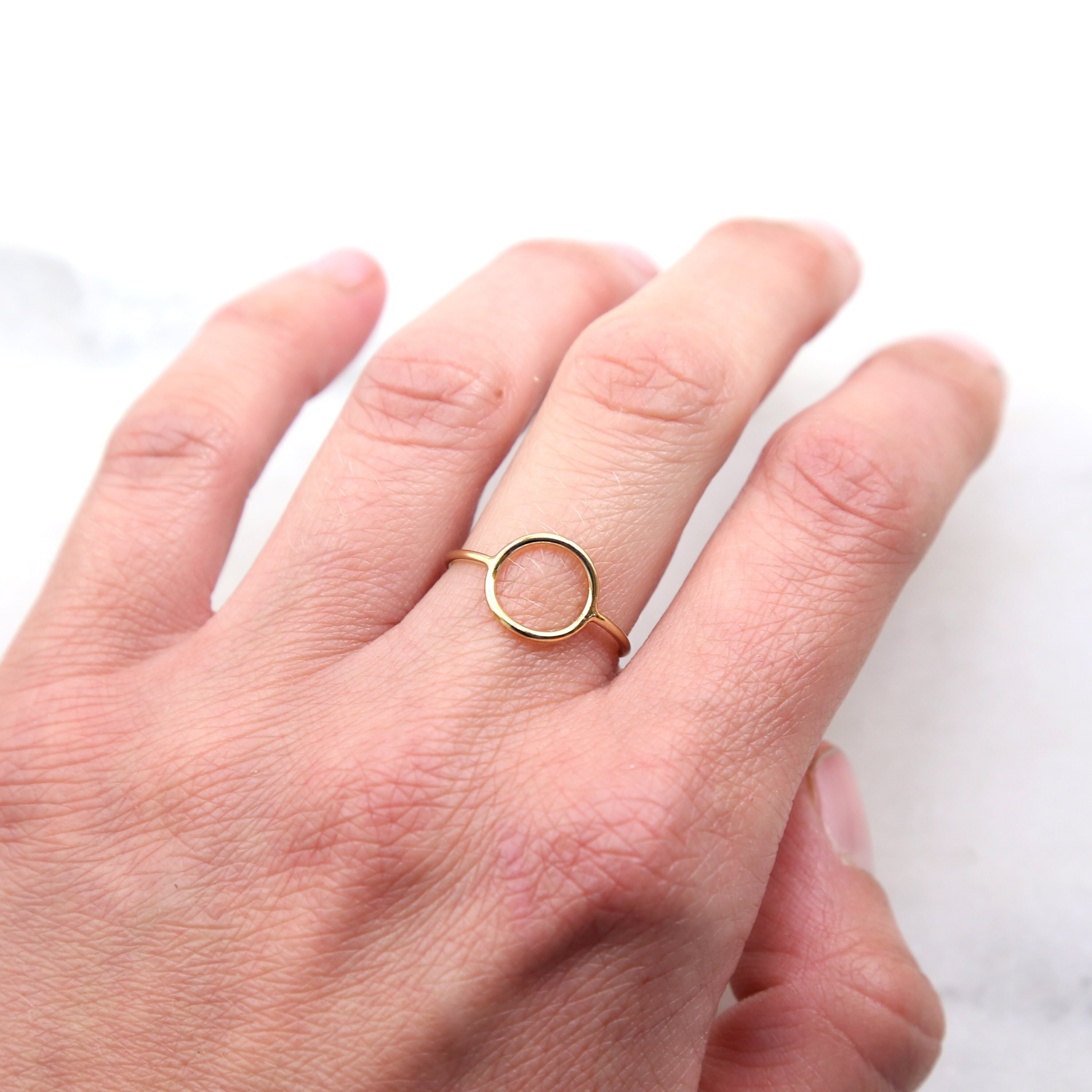 14K Gold Filled Open Circle Round Ring Thin Minimal Geometric - Etsy