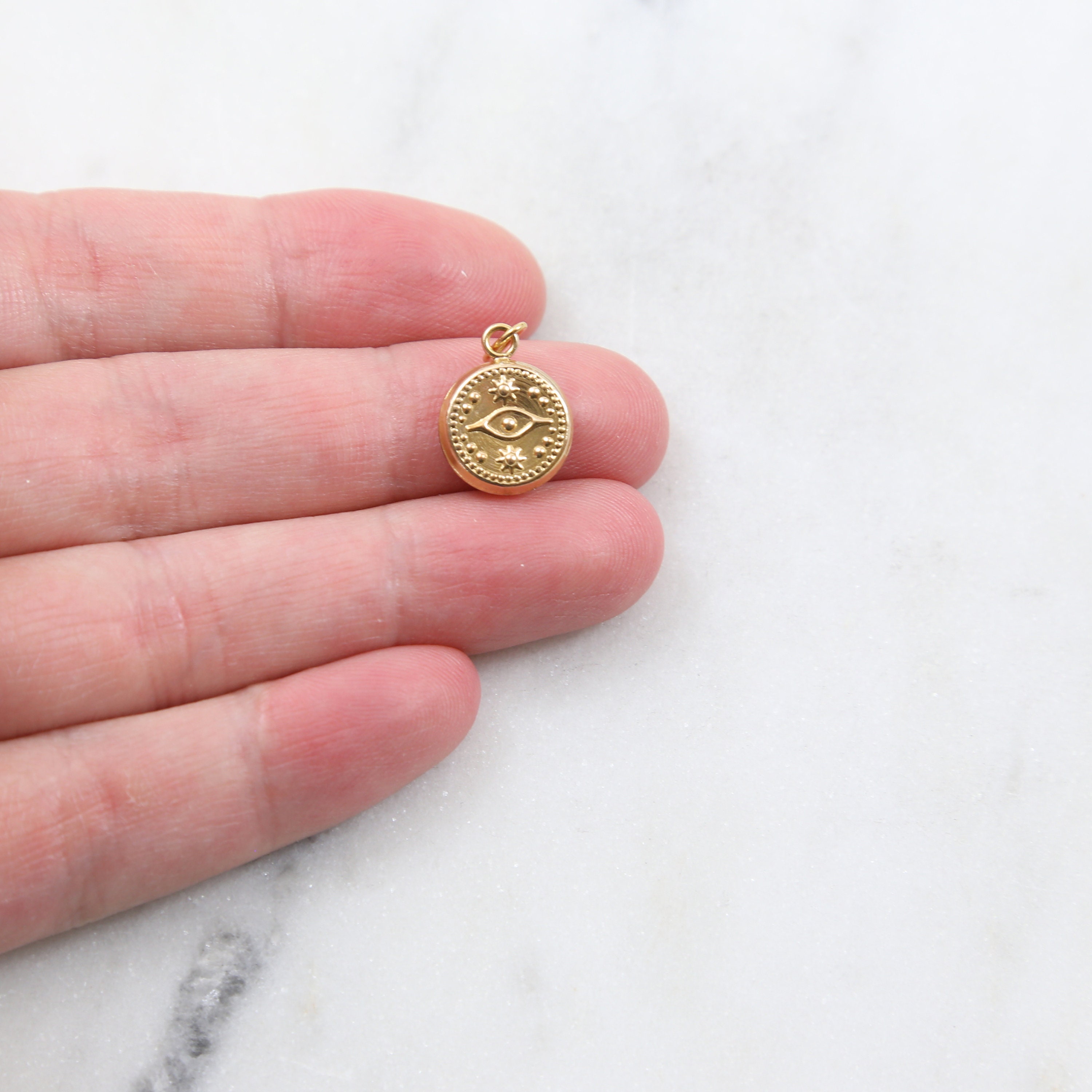 Lightweight Evil Eye Star Charm Medallion Gold Filled - Etsy