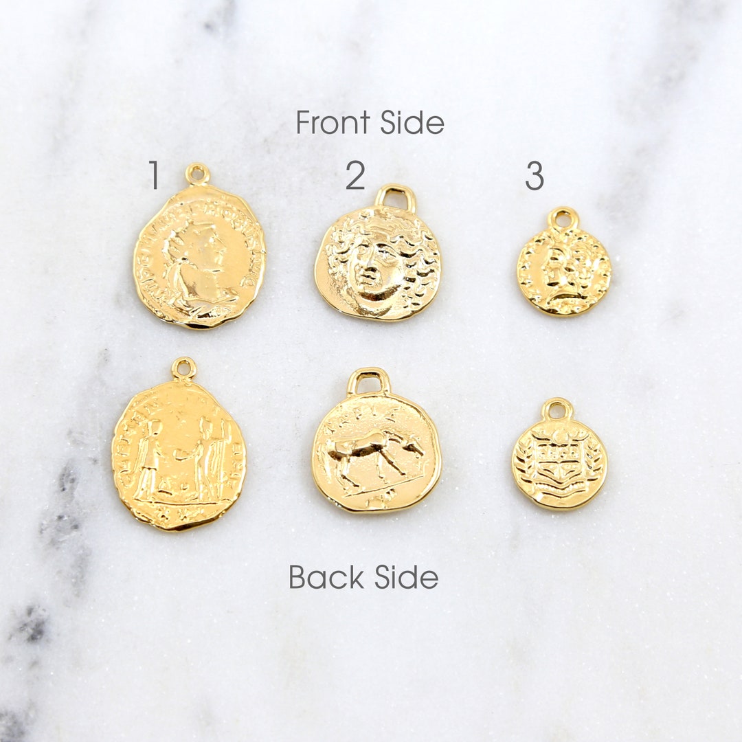 Ancient Greek Coins Round Medallion Roman Coin Vermeil Gold 18k Gold ...
