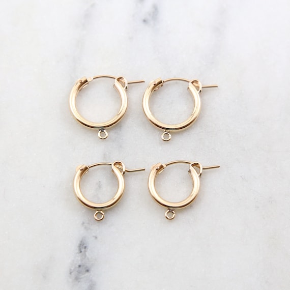 1 Pair 14K Gold Filled Hinged Hoops With Bail Thick Latch | Etsy