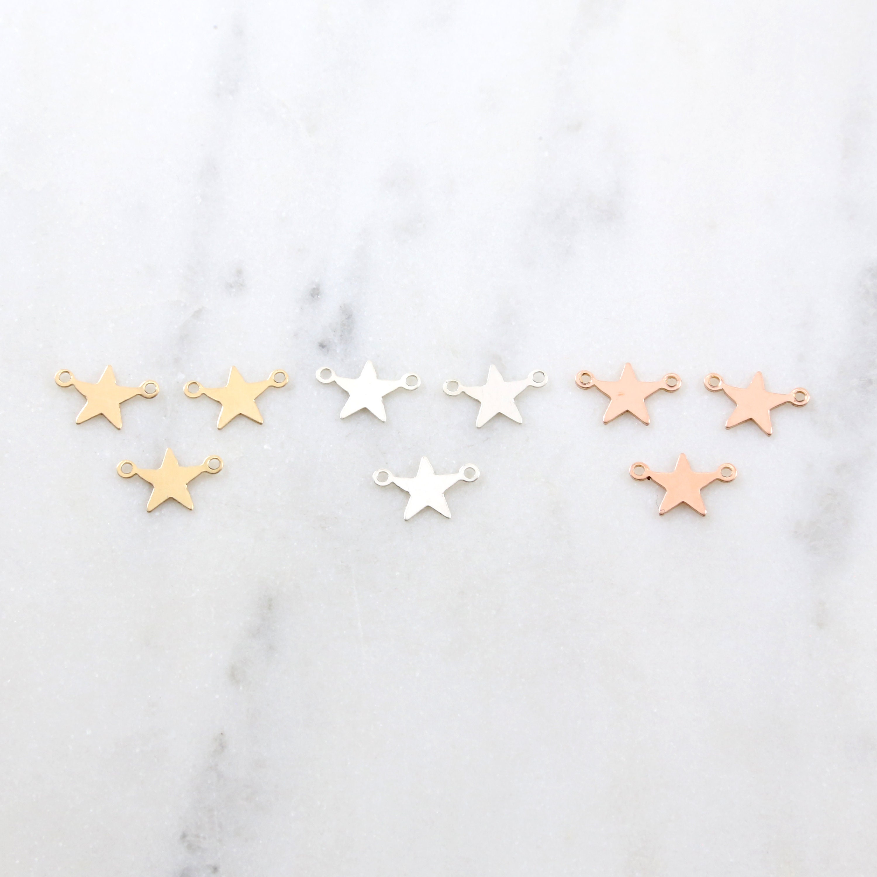 3pcs -small Tiny Stamping Star Connector 2 Loop Link Celestial Delicate ...