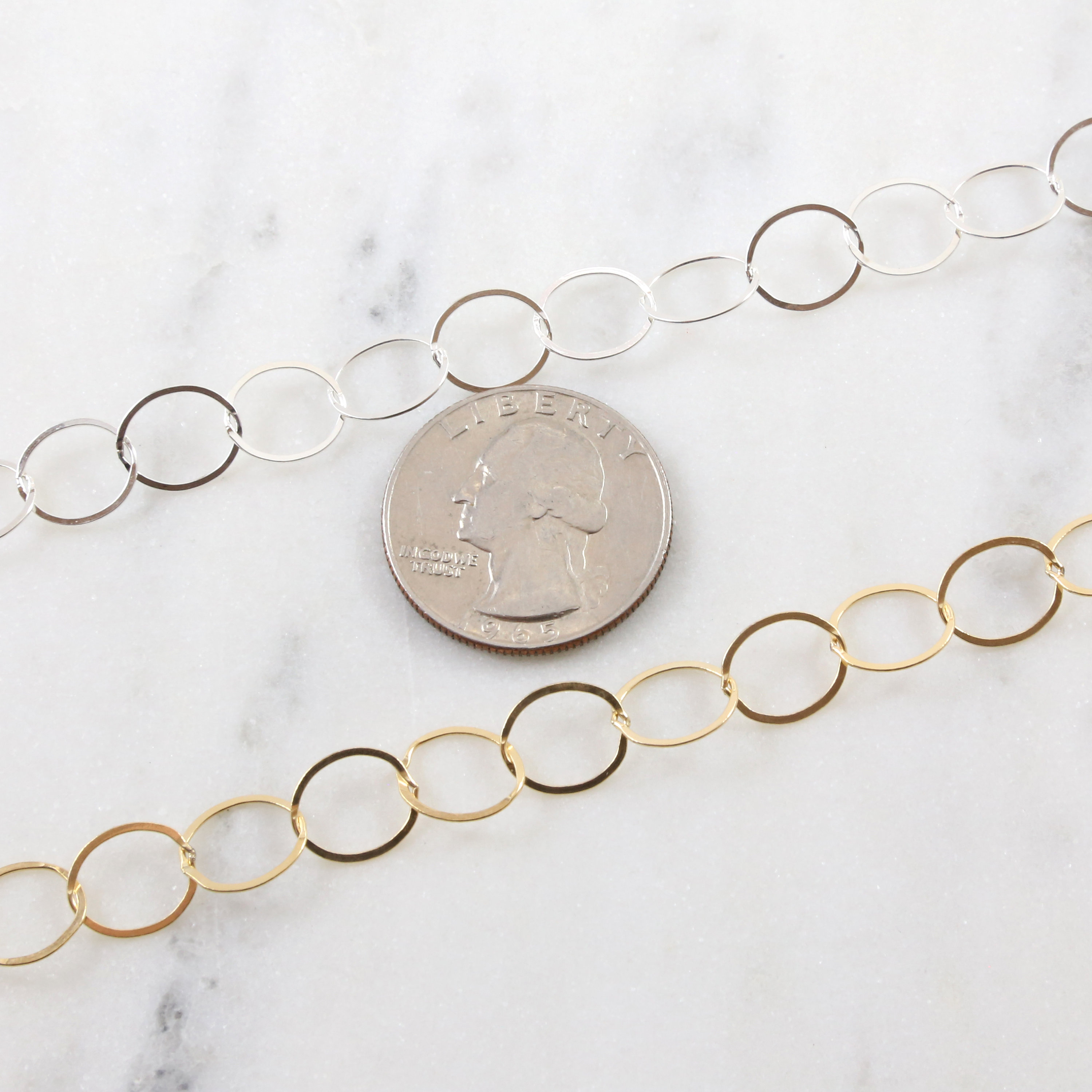 Large Flat Lightweight Round Circle Link Chain Specialty | Etsy