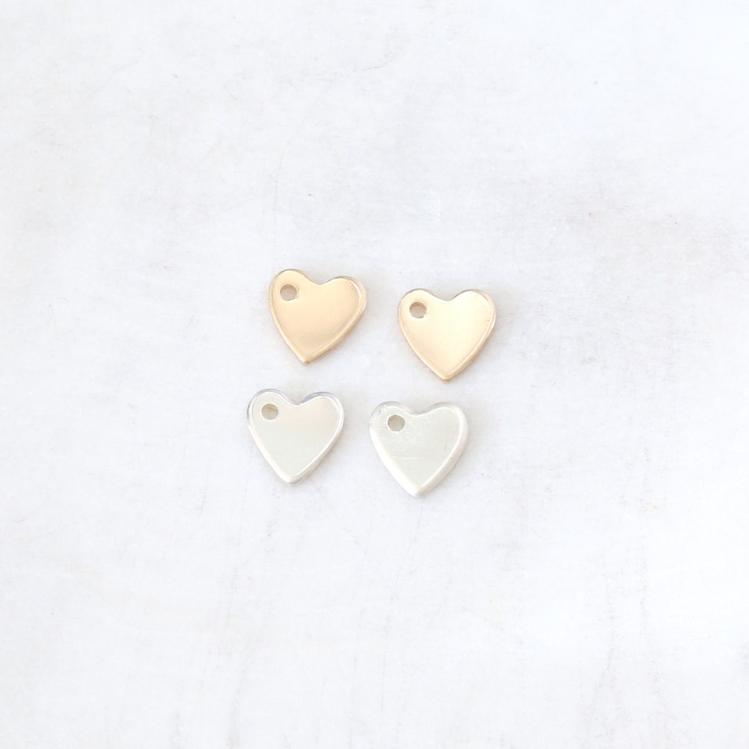 2 Pcs Tiny Heart Charm Blank 20 Gauge 7mm , 14K Gold Filled, Sterling ...