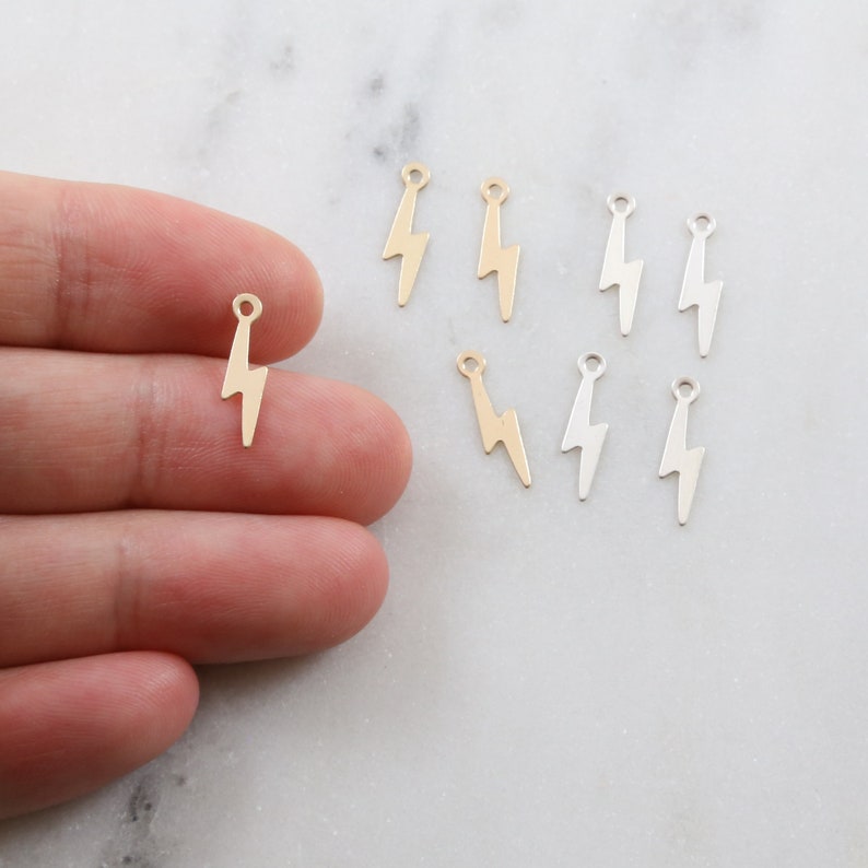 4pcs Small Tiny Lightning Bolt Charm Delicate Dainty Gold | Etsy